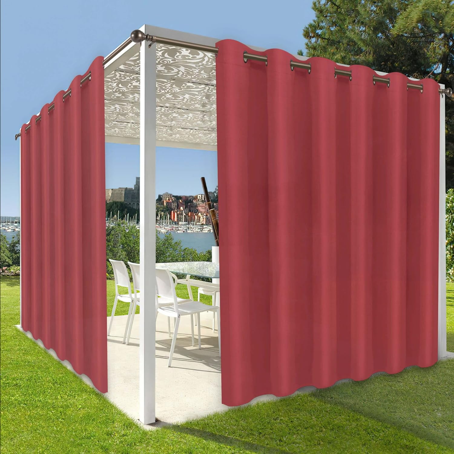 Waterproof Outdoor Curtains for Patio-Privacy Sun Blocking Grommet ...