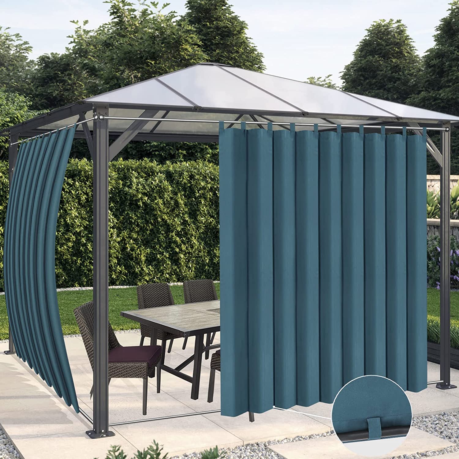 Waterproof Outdoor Curtains for Patio - Windproof Tab Top Gazebo ...