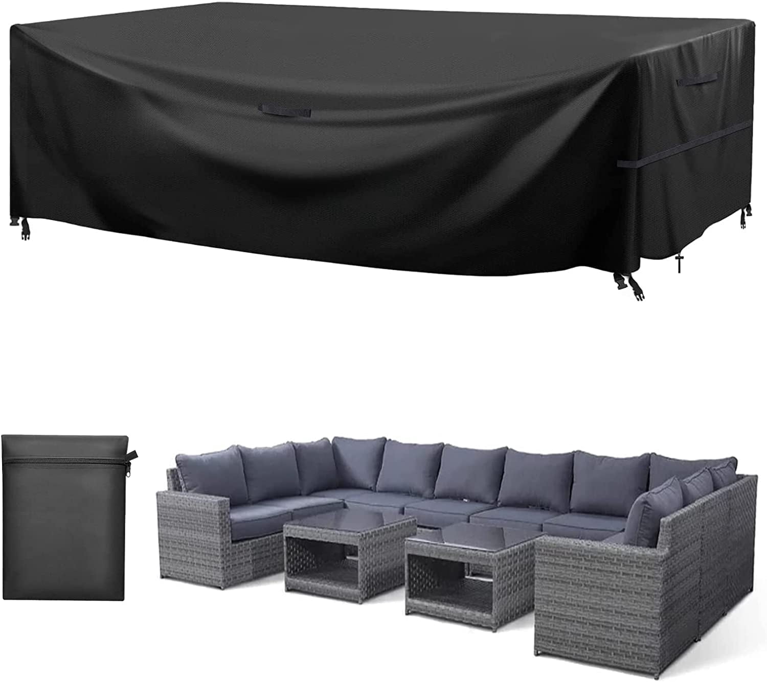 Waterproof Outdoor Patio Furniture Covers - Heavy-Duty 600D Rectangular ...