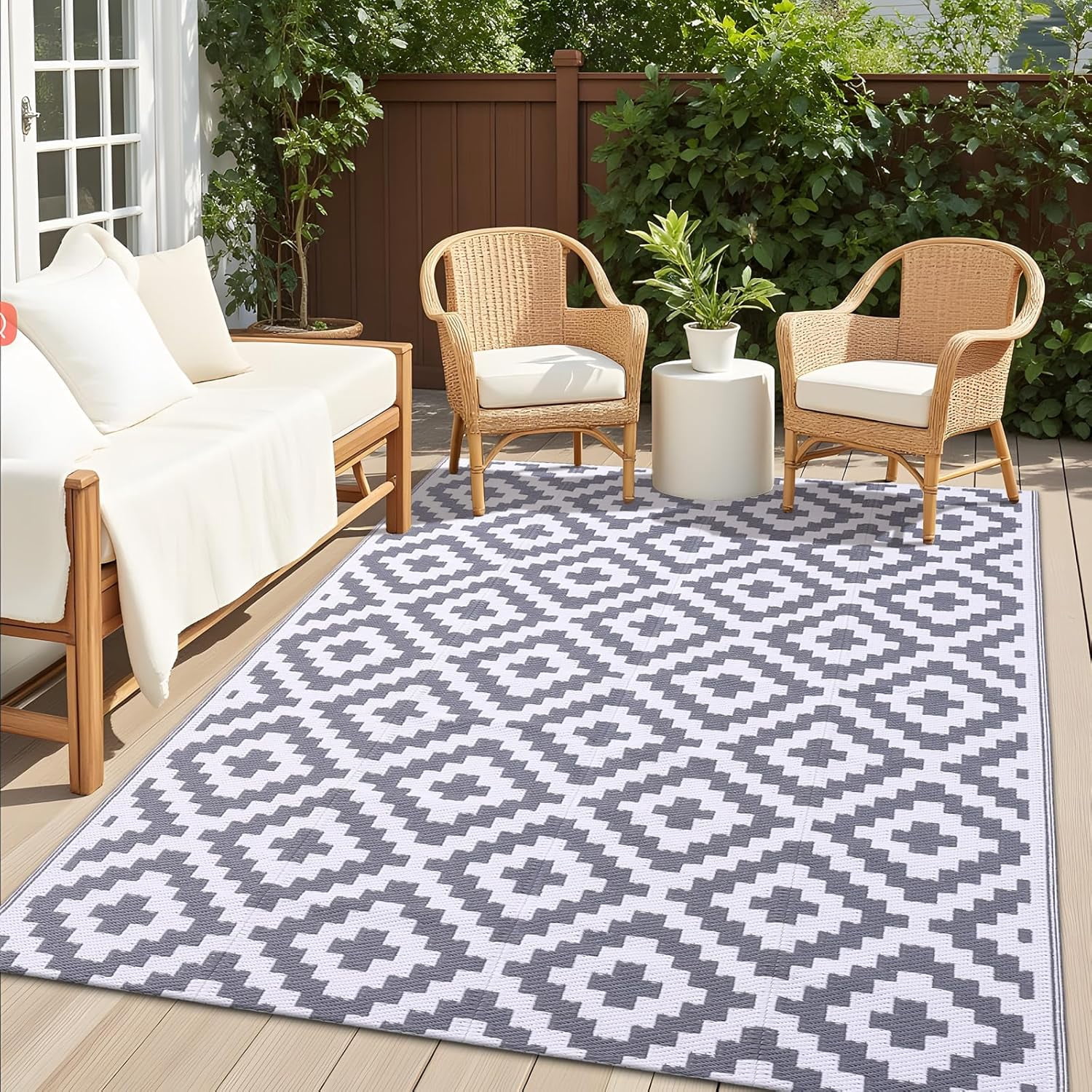 Waterproof Outdoor Rug 4x6 ft, Outdoor Plastic Straw Rug for Camping ...