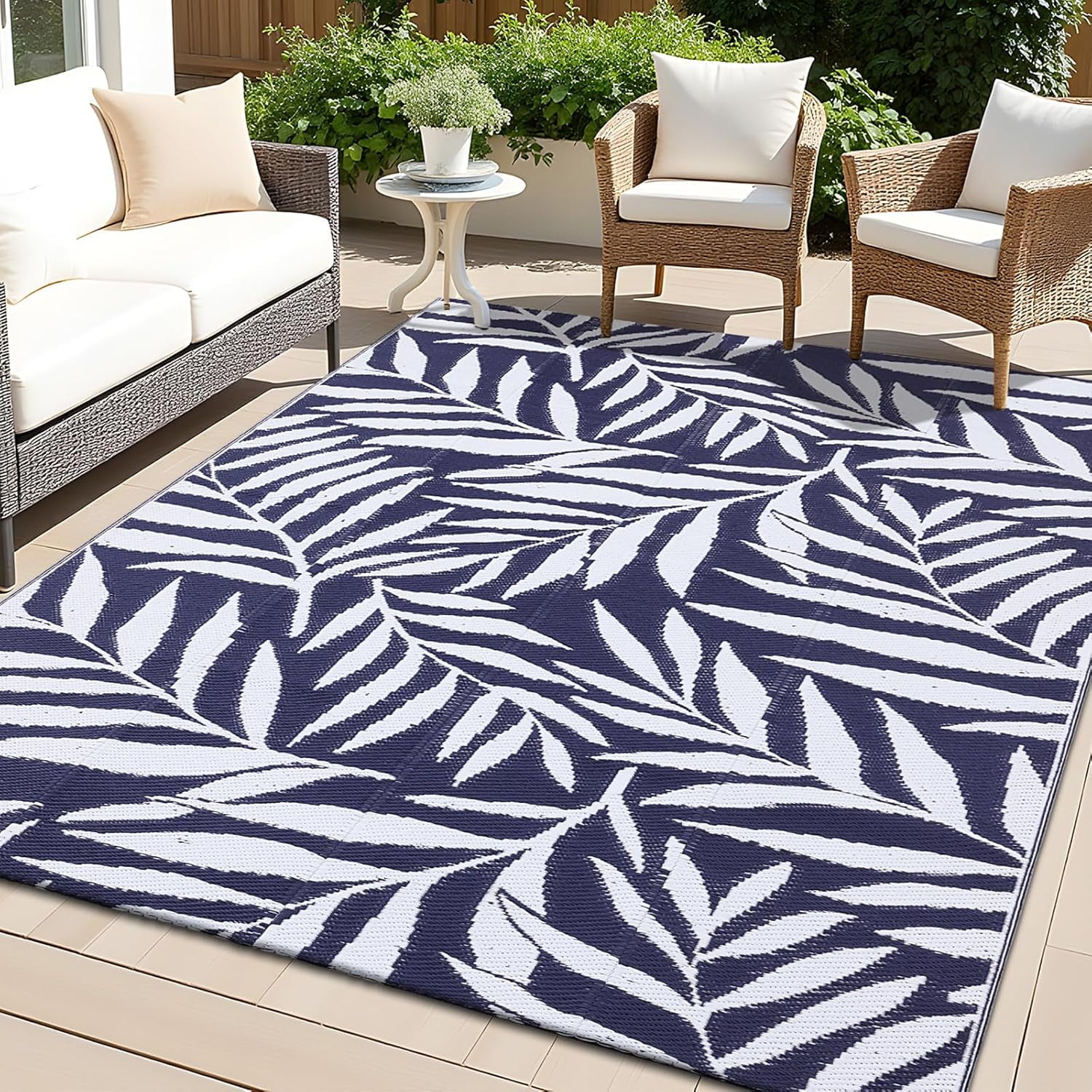 Waterproof Outdoor Rug 5x8 ft, Reversible Outdoor Plastic Straw Rug ...