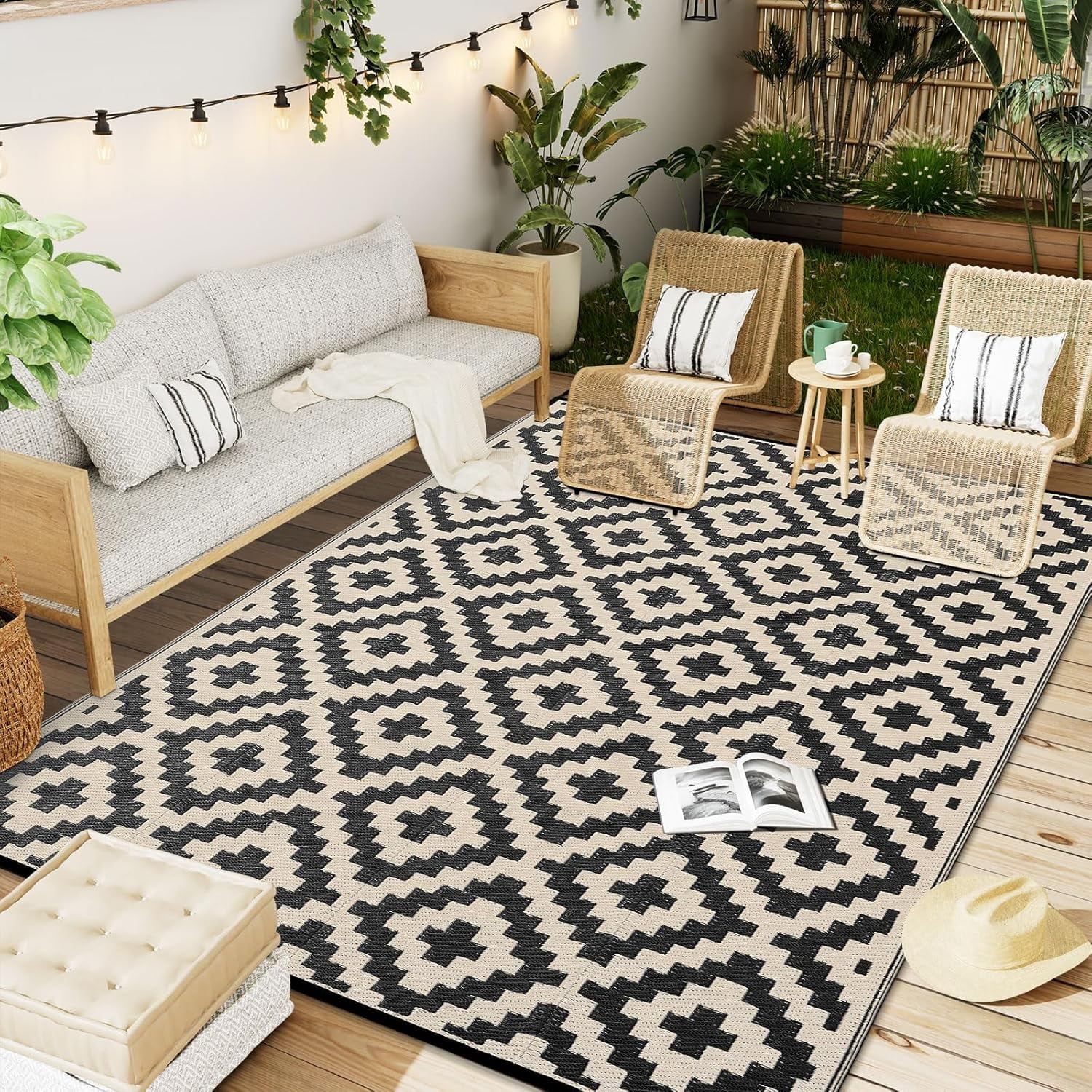 Waterproof Outdoor Rug 6x9 ft, Outdoor Plastic Straw Rug for Camping ...