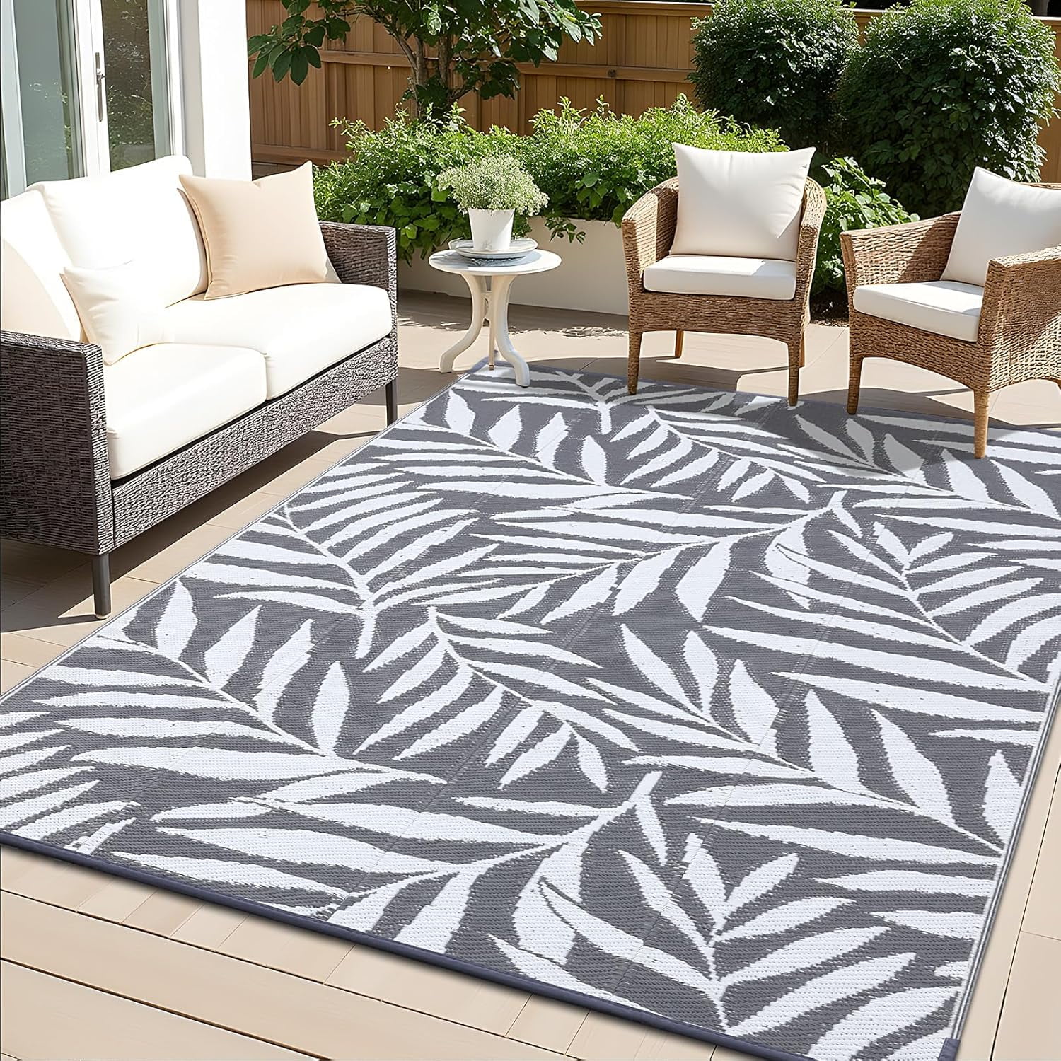 Waterproof Outdoor Rug 6x9 ft, Reversible Patio Rug, Outdoor Plastic ...