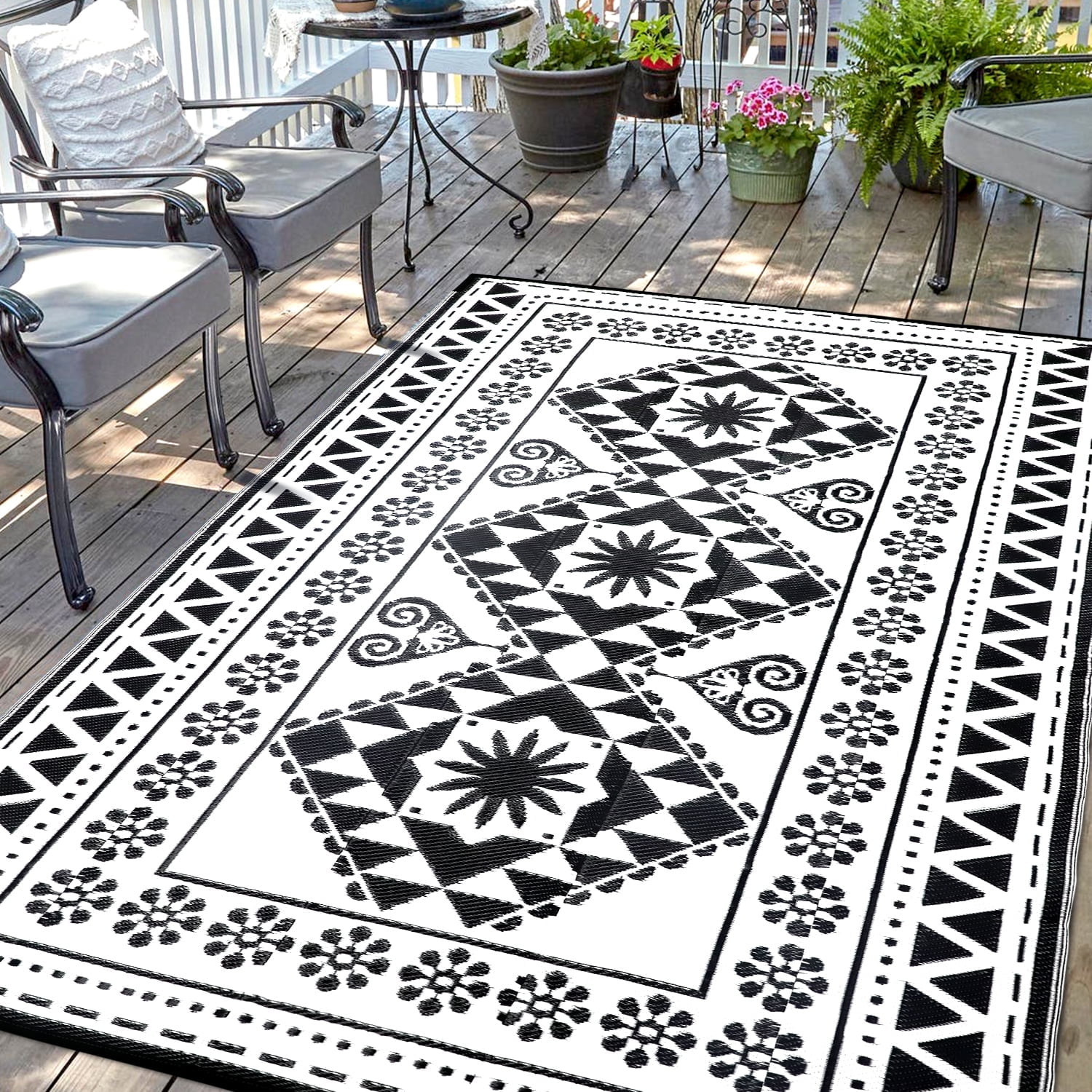 Waterproof Outdoor Rug 6x9ft, Reversible Plastic Straw Mat Rugs for ...