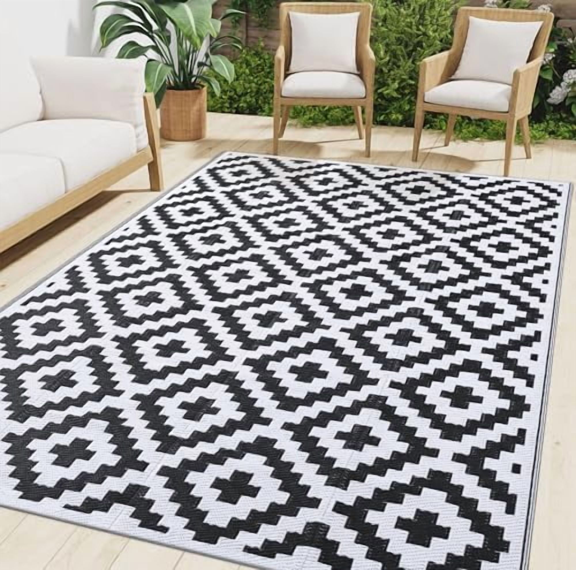 Waterproof Outdoor Rug 9X18 ft, Reversible Plastic Straw Patio Camping ...
