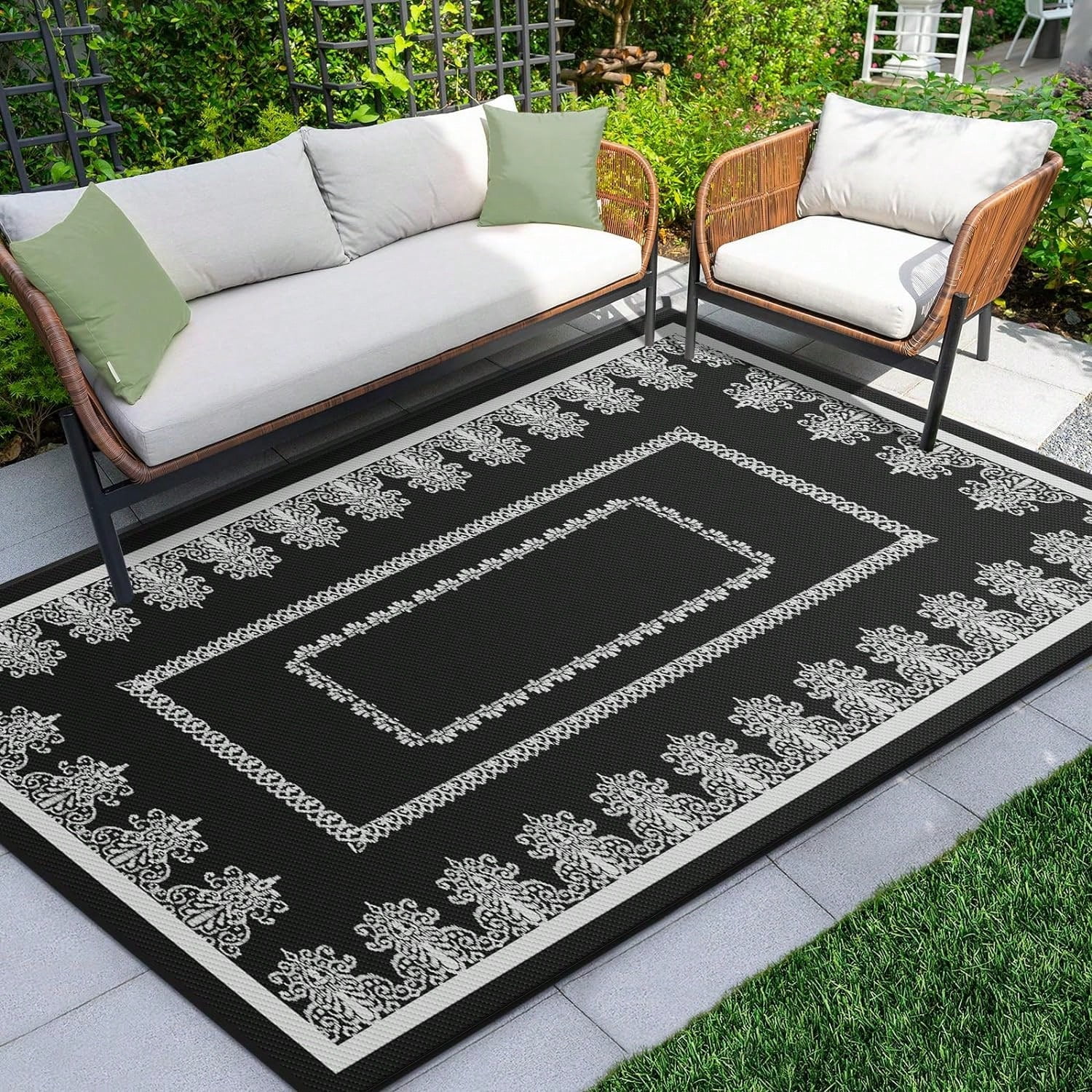 "Waterproof Outdoor Rug – Reversible Plastic Straw Mat for Patio, Deck ...