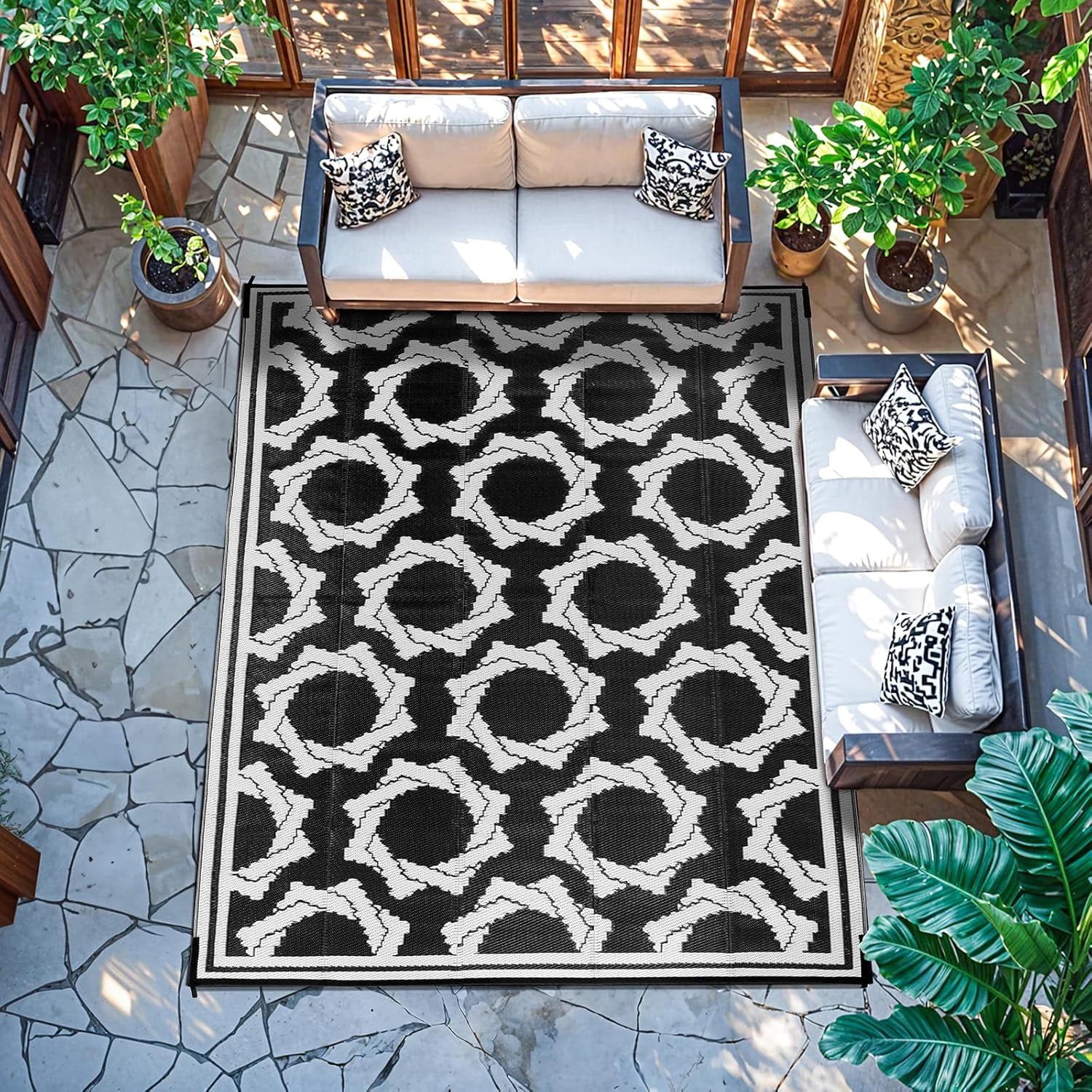 Waterproof Outdoor Rugs 6X9 for Patio Outdoor Plastic Straw Rug ...