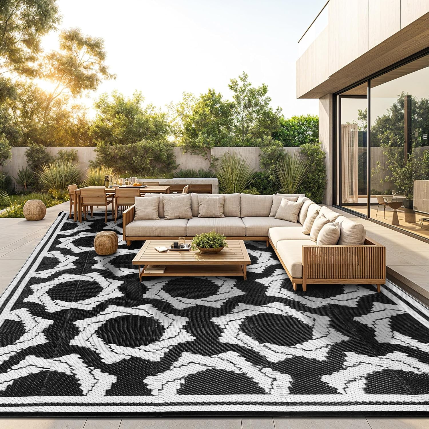 Waterproof Outdoor Rugs 9X12 for Patio Outdoor Plastic Straw Rug ...