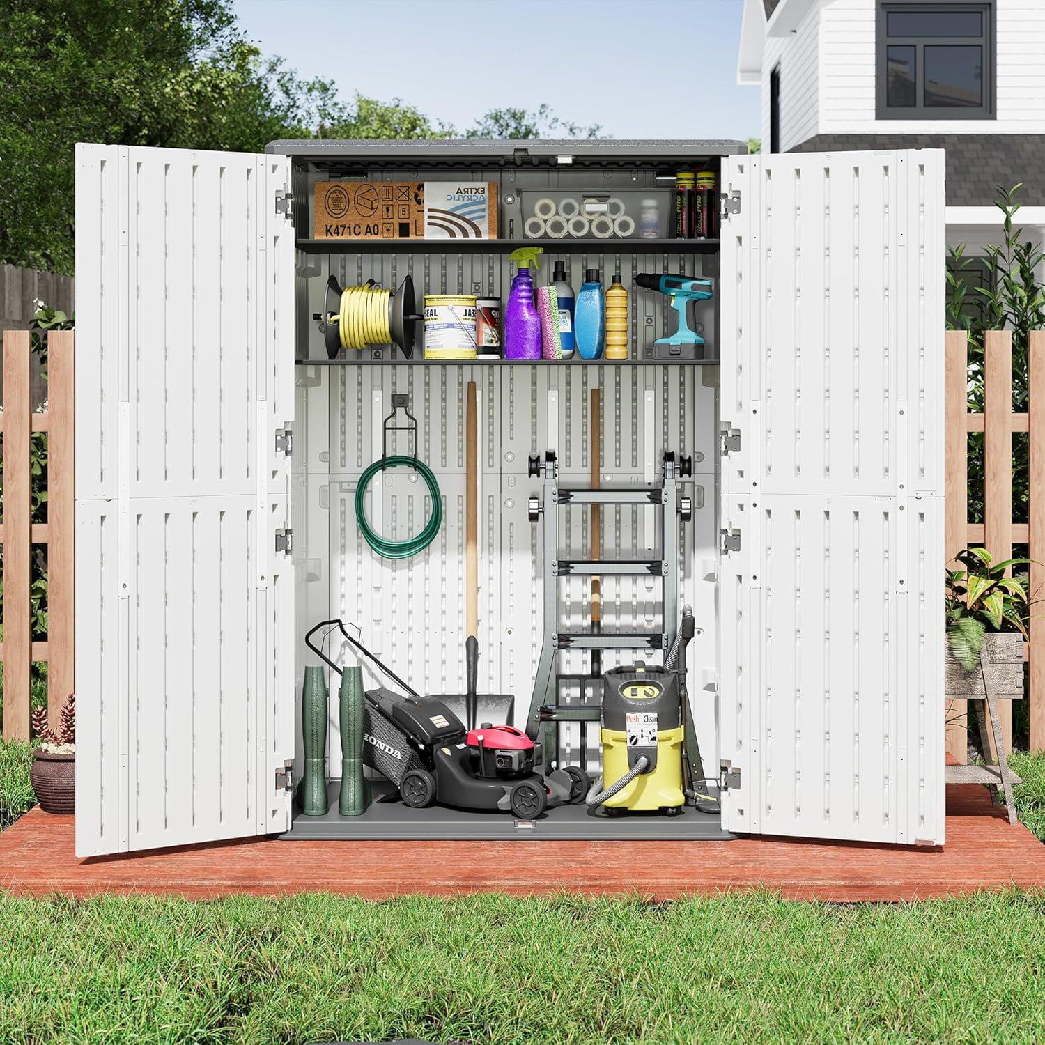 Waterproof Outdoor Storage Shed with Lockable Lid - 50 Cu.Ft Resin ...