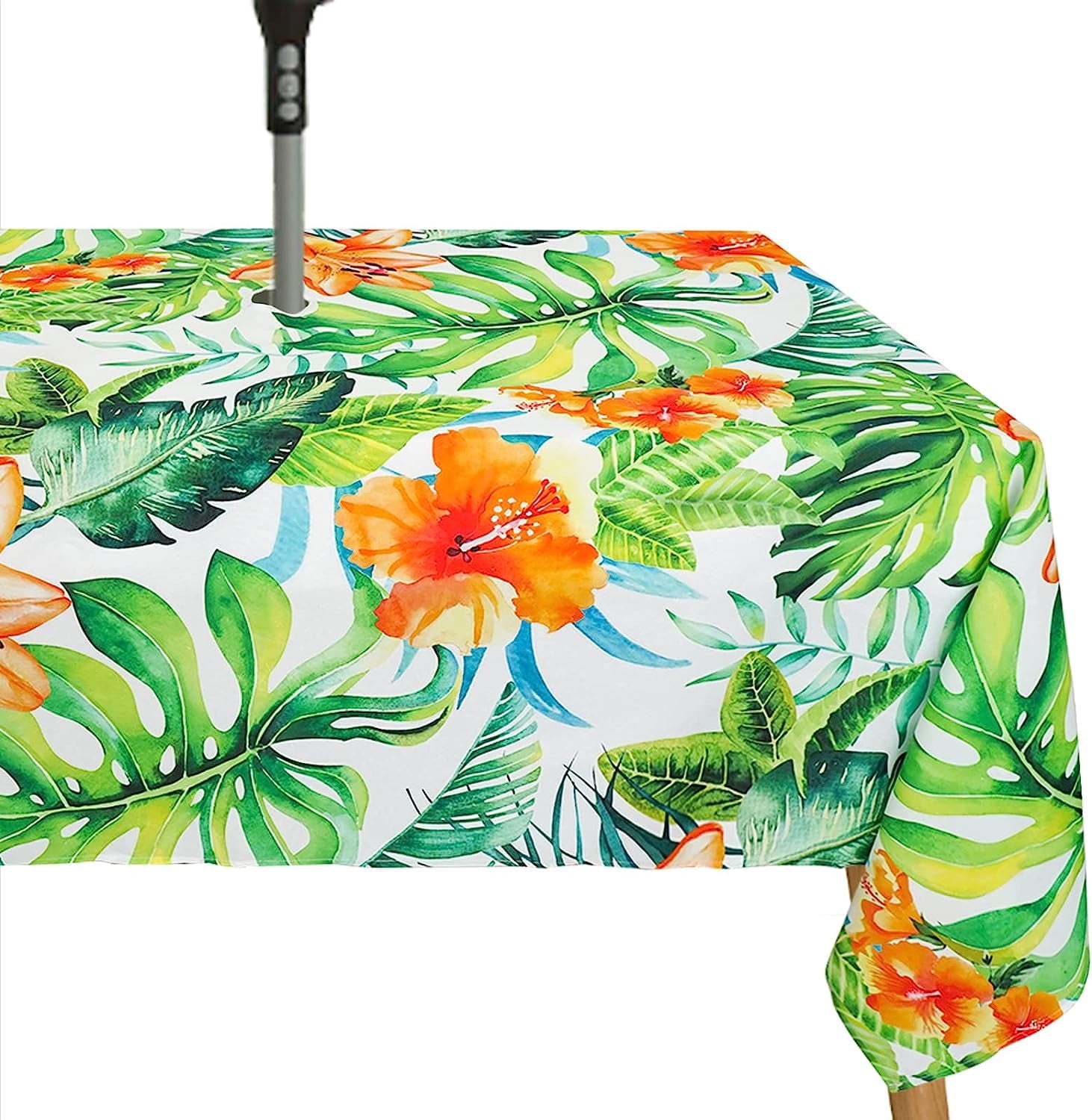Waterproof Outdoor Tablecloth with Umbrella Hole for Rectangle Table ...