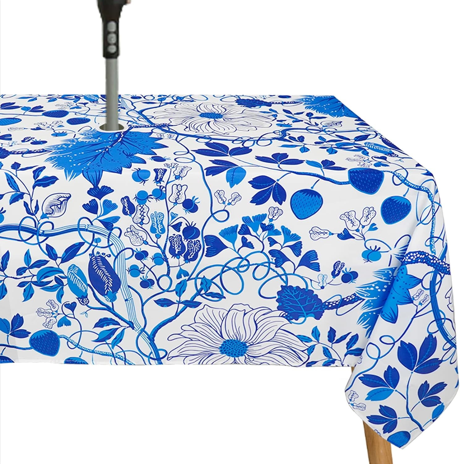 Waterproof Outdoor Tablecloth with Umbrella Hole for Rectangle Table ...