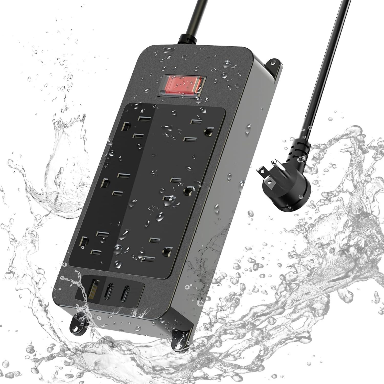 Waterproof Outdoor USBC Power Strip, Heavy Duty 6 Outlets Surge ...