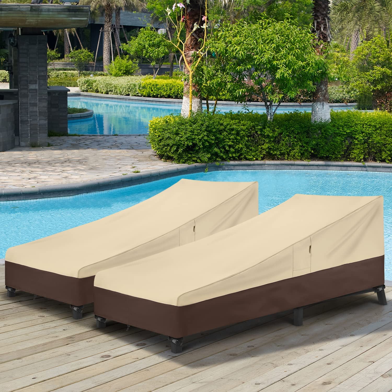 Waterproof Outside Lounge Chair Covers 2 Pack, Heavy Duty Chaise Lounge ...