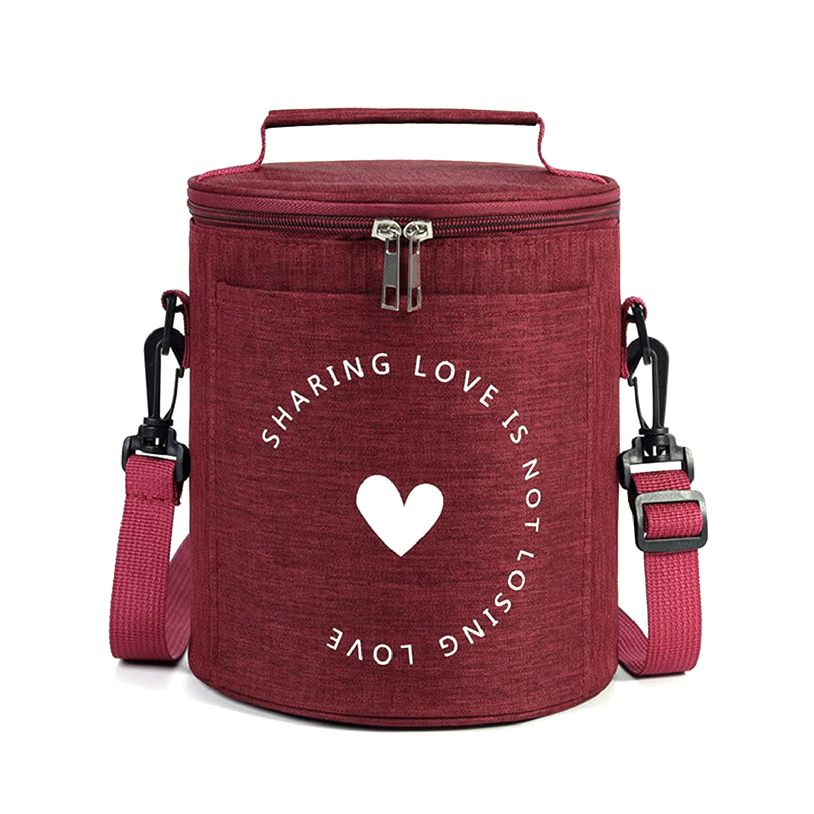 Waterproof Oxford Bento Bag Portable Round Insulated Lunch Bag with ...