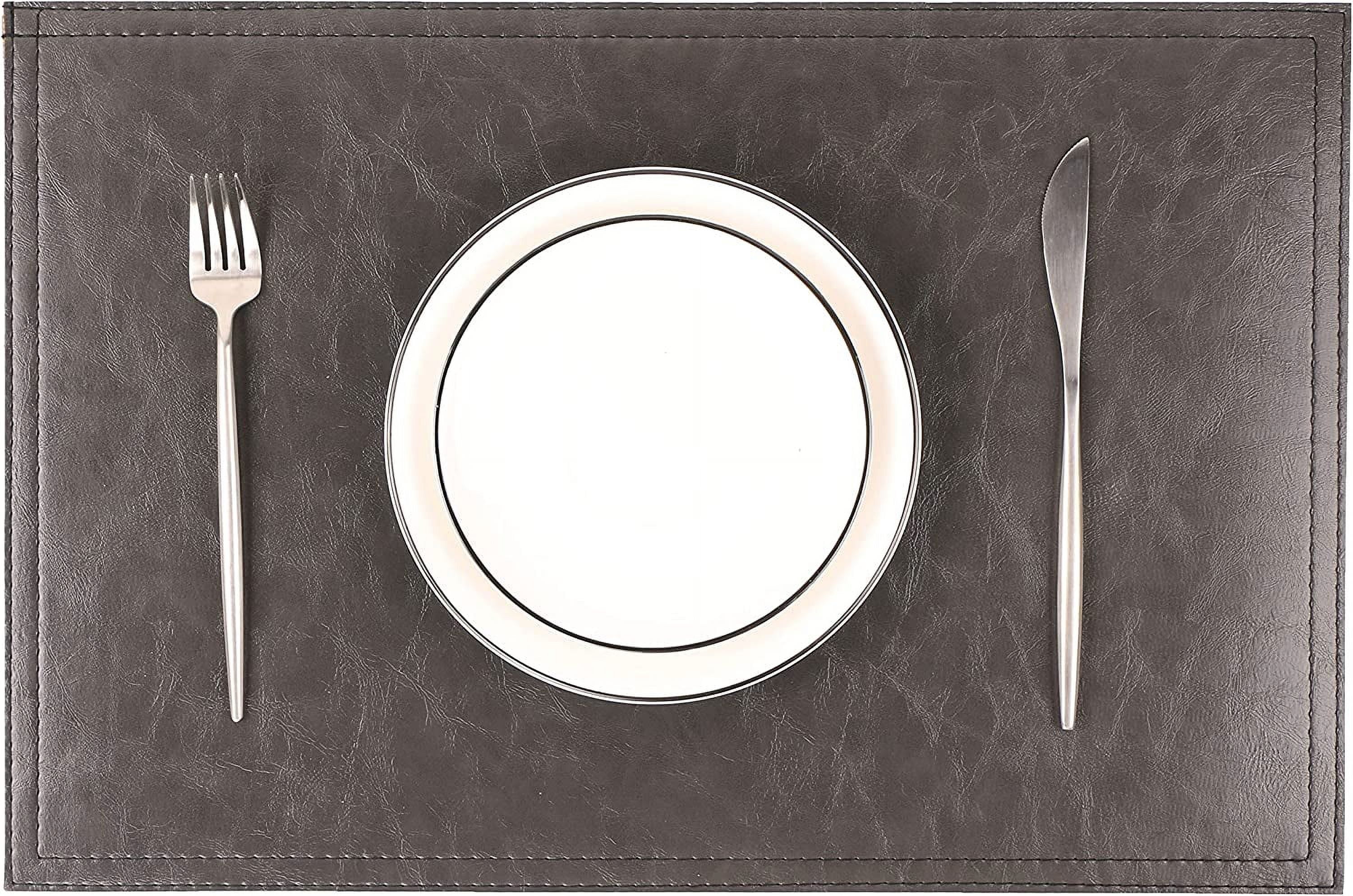 Waterproof PU Placemats, Faux Leather Dinging Table Mat, Set of 6, Easy ...