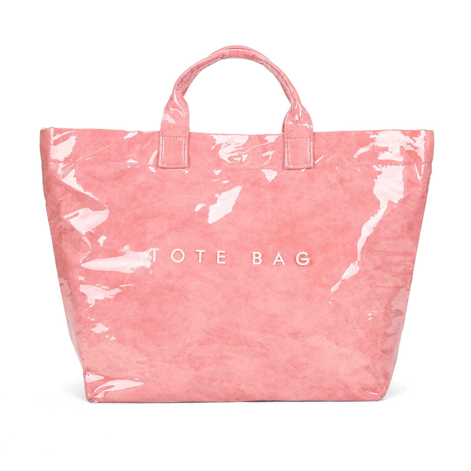 Waterproof PVC Large Tote Bag for Women with Hook-and-Loop,Light Pink ...