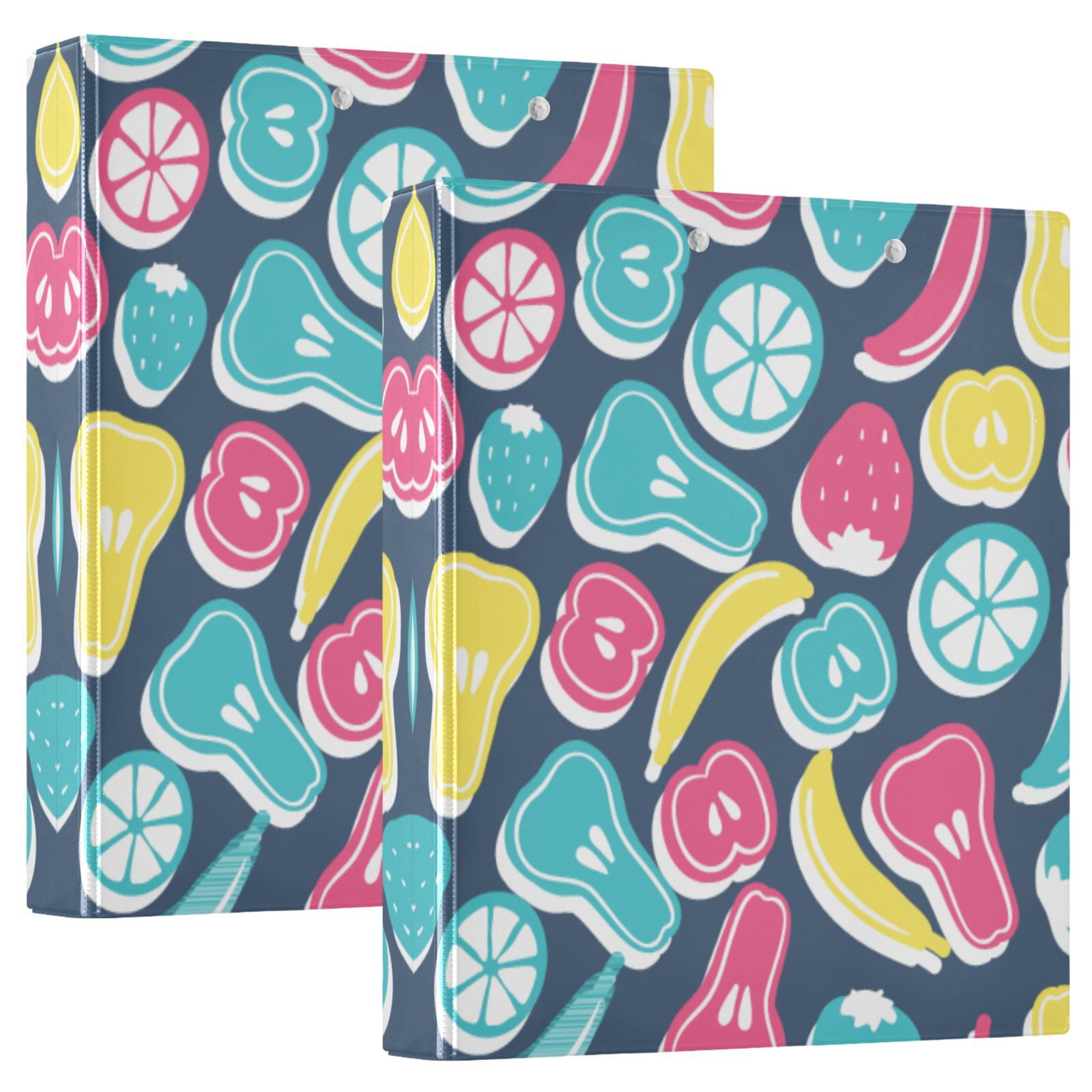 Iauyy PVC Round Ring Binders, 200 Page Capacity, 2 Pack，Colorful Fruit ...