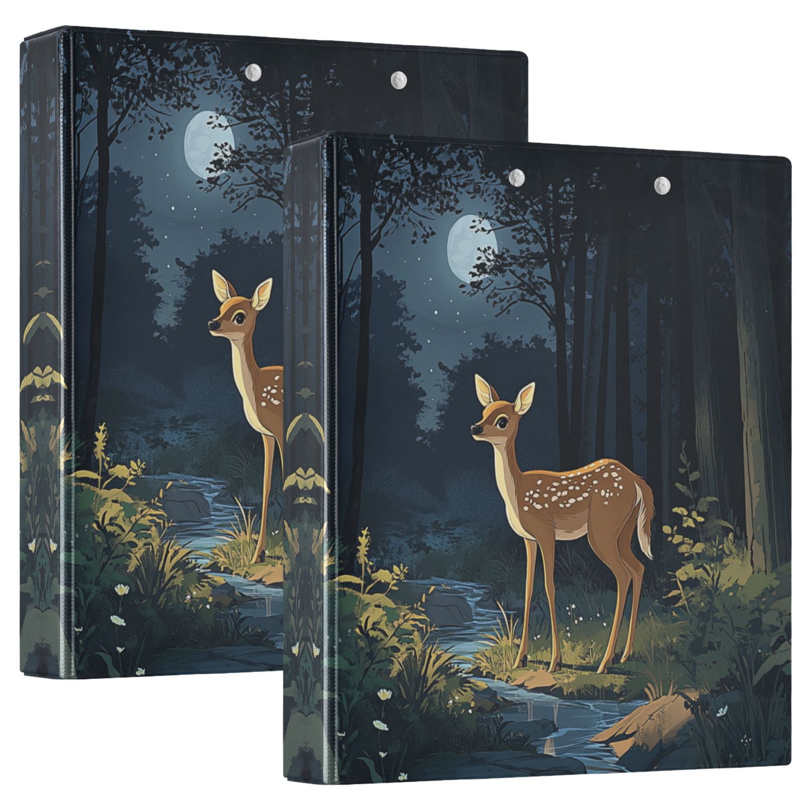 Iauyy PVC Round Ring Binders, 200 Page Capacity, 2 Pack，A Deer ...