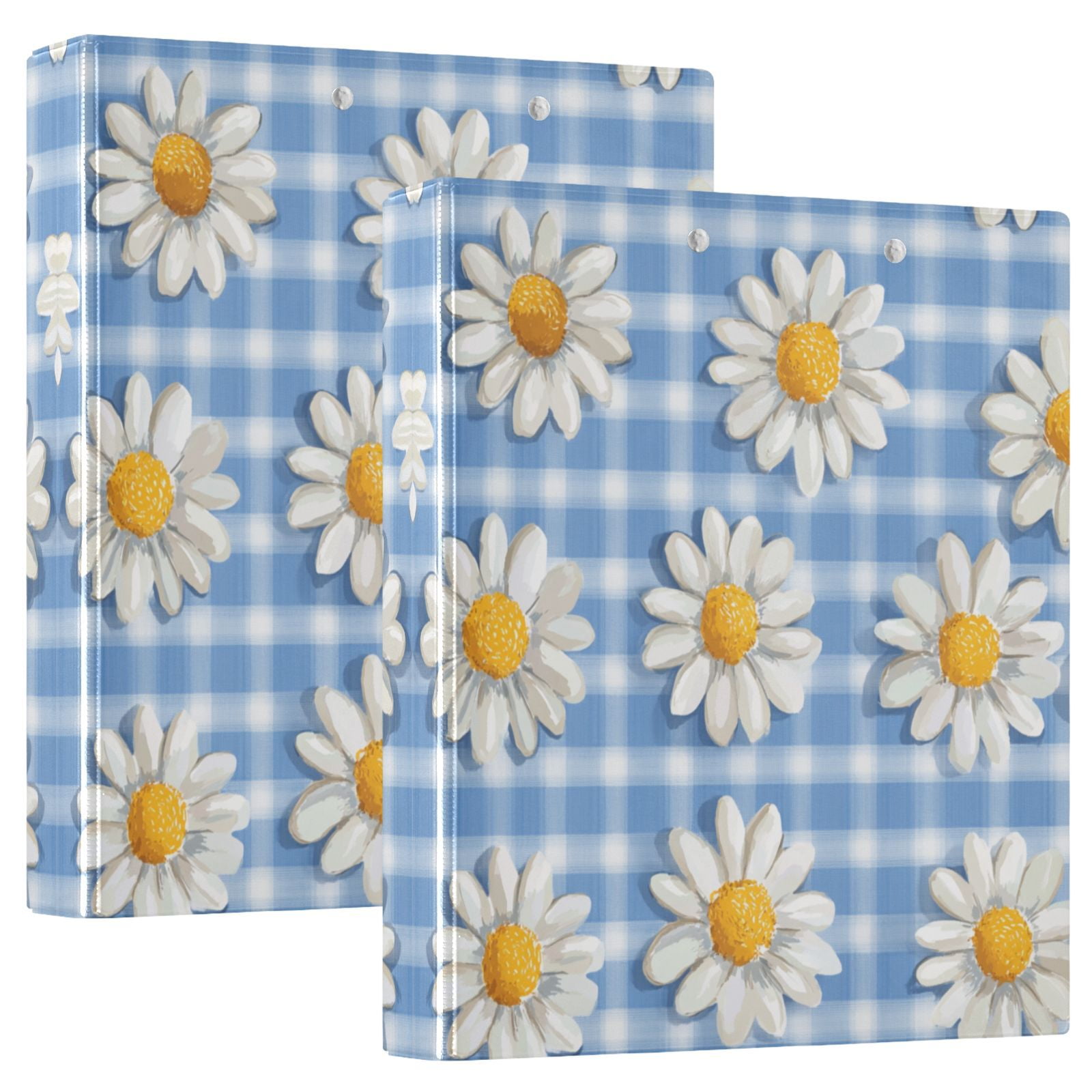 Iauyy PVC Round Ring Binders, 200 Page Capacity, 2 Pack，Blue Gingham ...