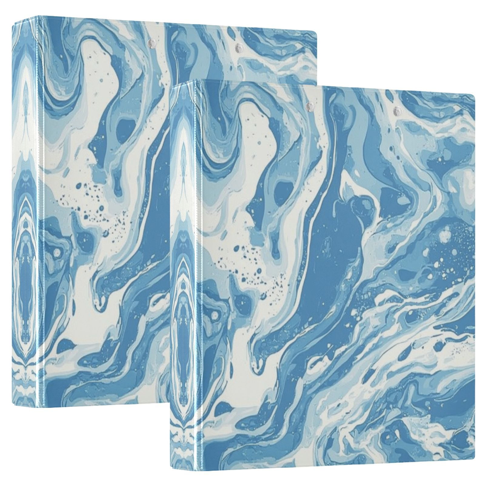 Iauyy PVC Round Ring Binders, 200 Page Capacity, 2 Pack，Blue and White ...