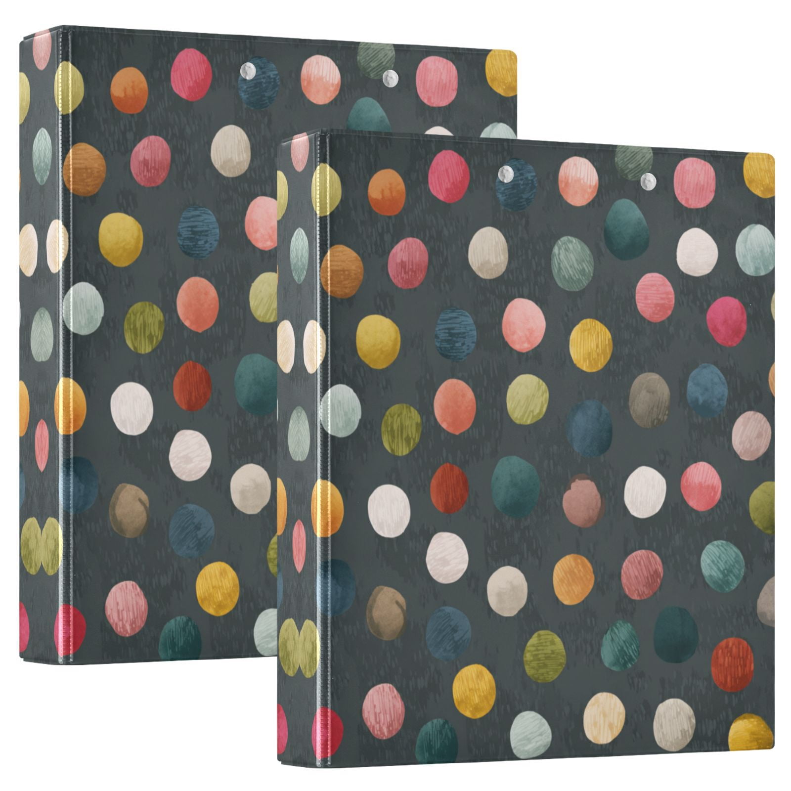 Iauyy PVC Round Ring Binders, 200 Page Capacity, 2 Pack，Colorful Dots ...