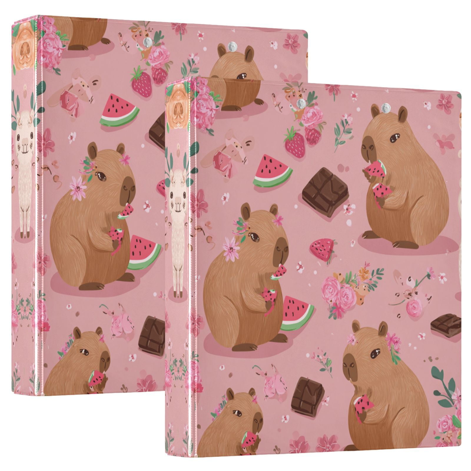 Iauyy PVC Round Ring Binders, 200 Page Capacity, 2 Pack，Cute Animals ...
