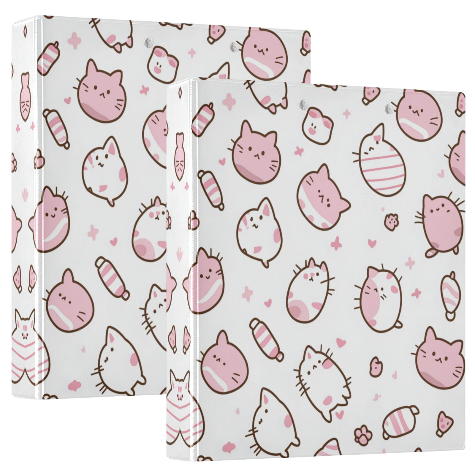 Iauyy PVC Round Ring Binders, 200 Page Capacity, 2 Pack，Cute Pattern ...