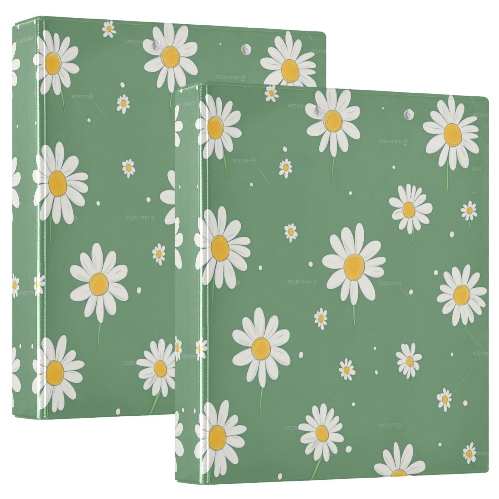 Iauyy PVC Round Ring Binders, 200 Page Capacity, 2 Pack，Daisy Flower ...