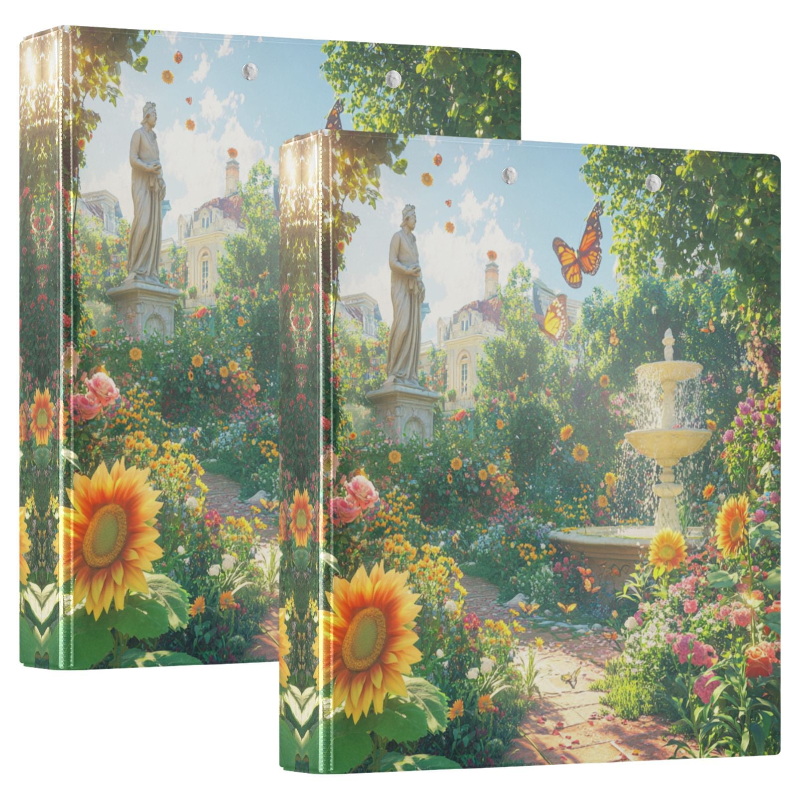 Iauyy PVC Round Ring Binders, 200 Page Capacity, 2 Pack，Garden ...