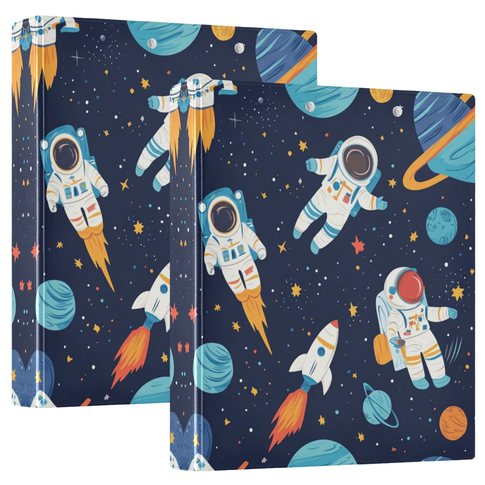 Iauyy PVC Round Ring Binders, 200 Page Capacity, 2 Pack，Many Astronauts ...
