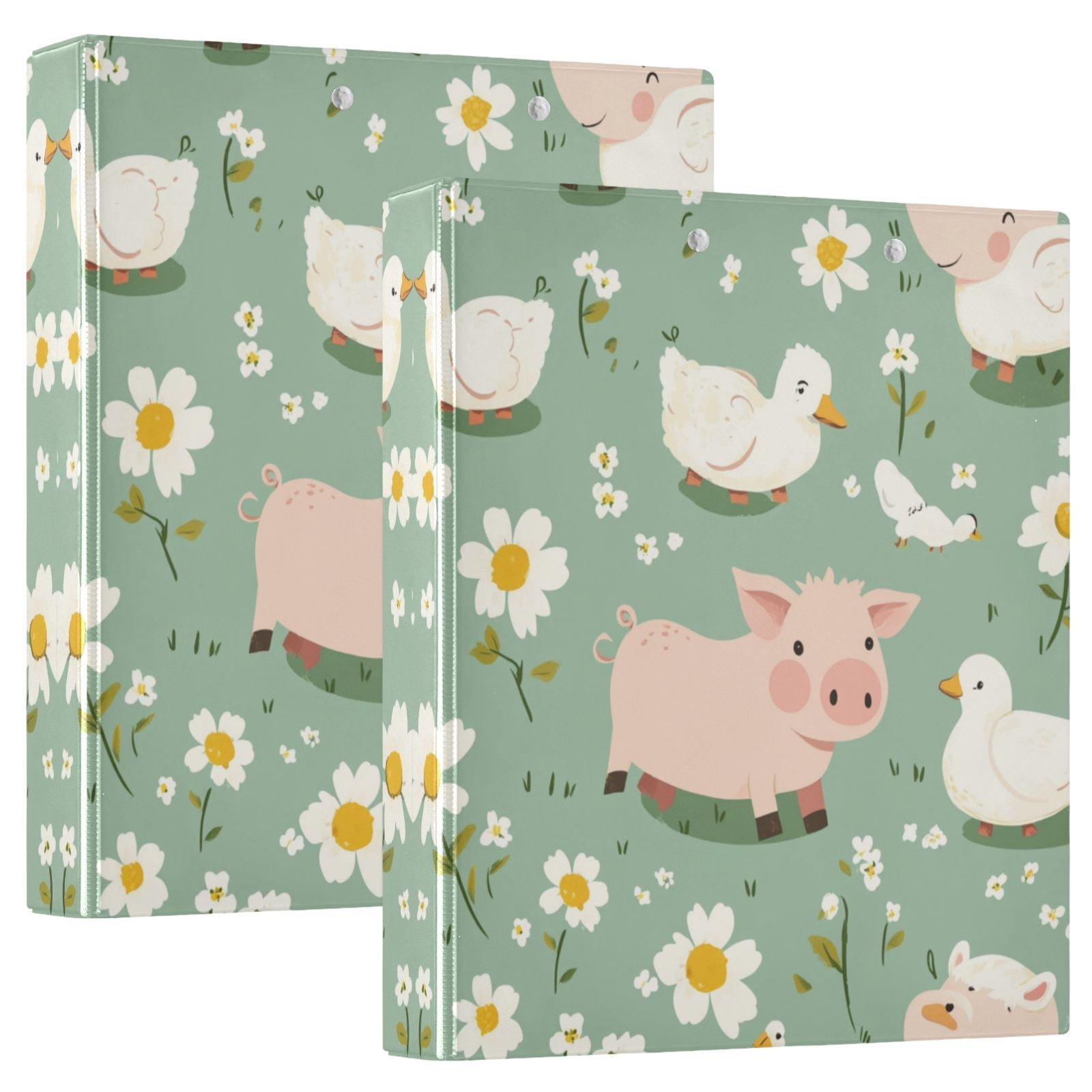 Iauyy PVC Round Ring Binders, 200 Page Capacity, 2 Pack，Many Farm ...