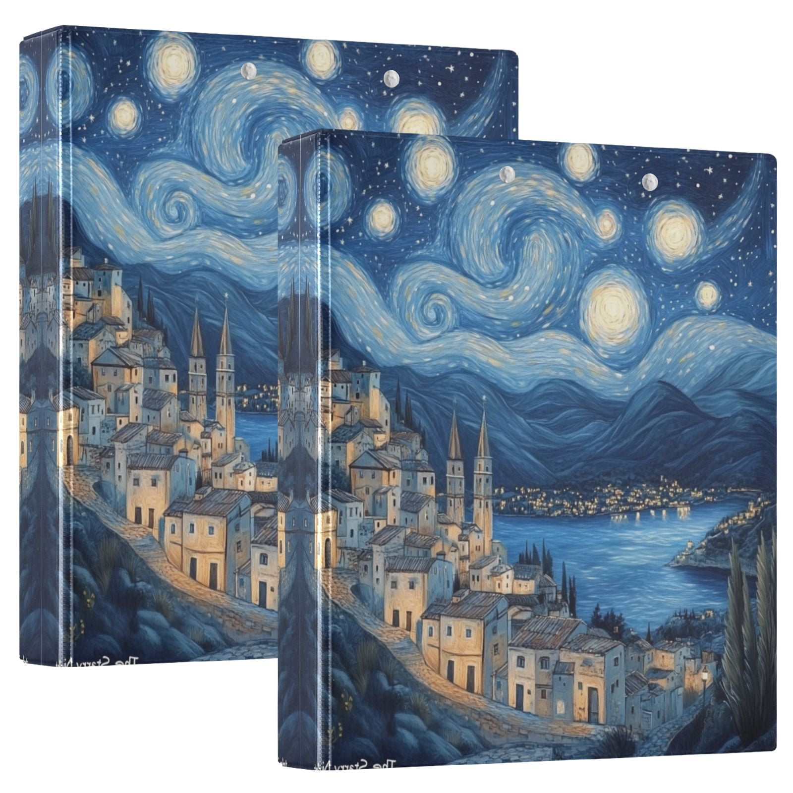 Iauyy PVC Round Ring Binders, 200 Page Capacity, 2 Pack，Oil Painting ...