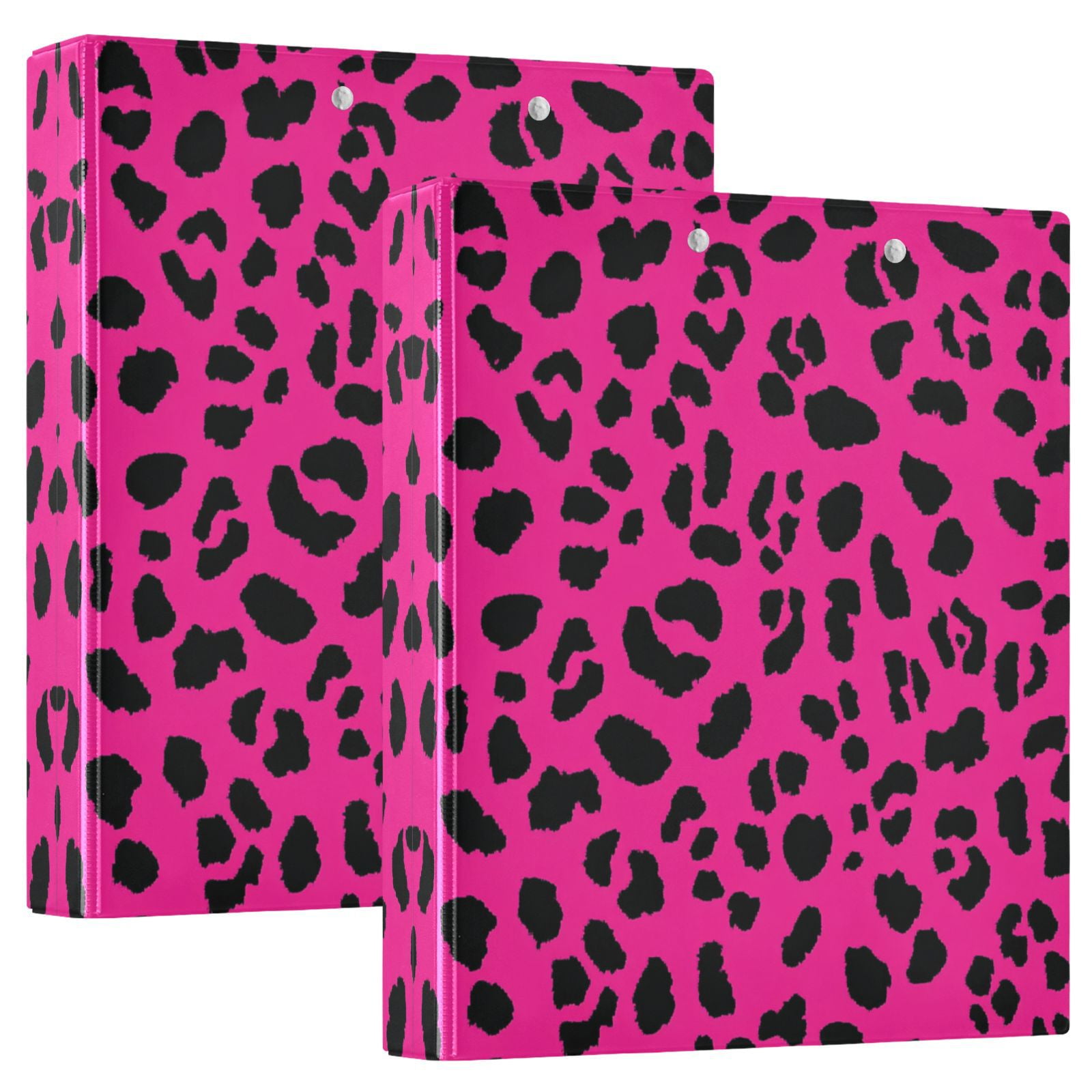 Iauyy PVC Round Ring Binders, 200 Page Capacity, 2 Pack，Pink Leopard ...