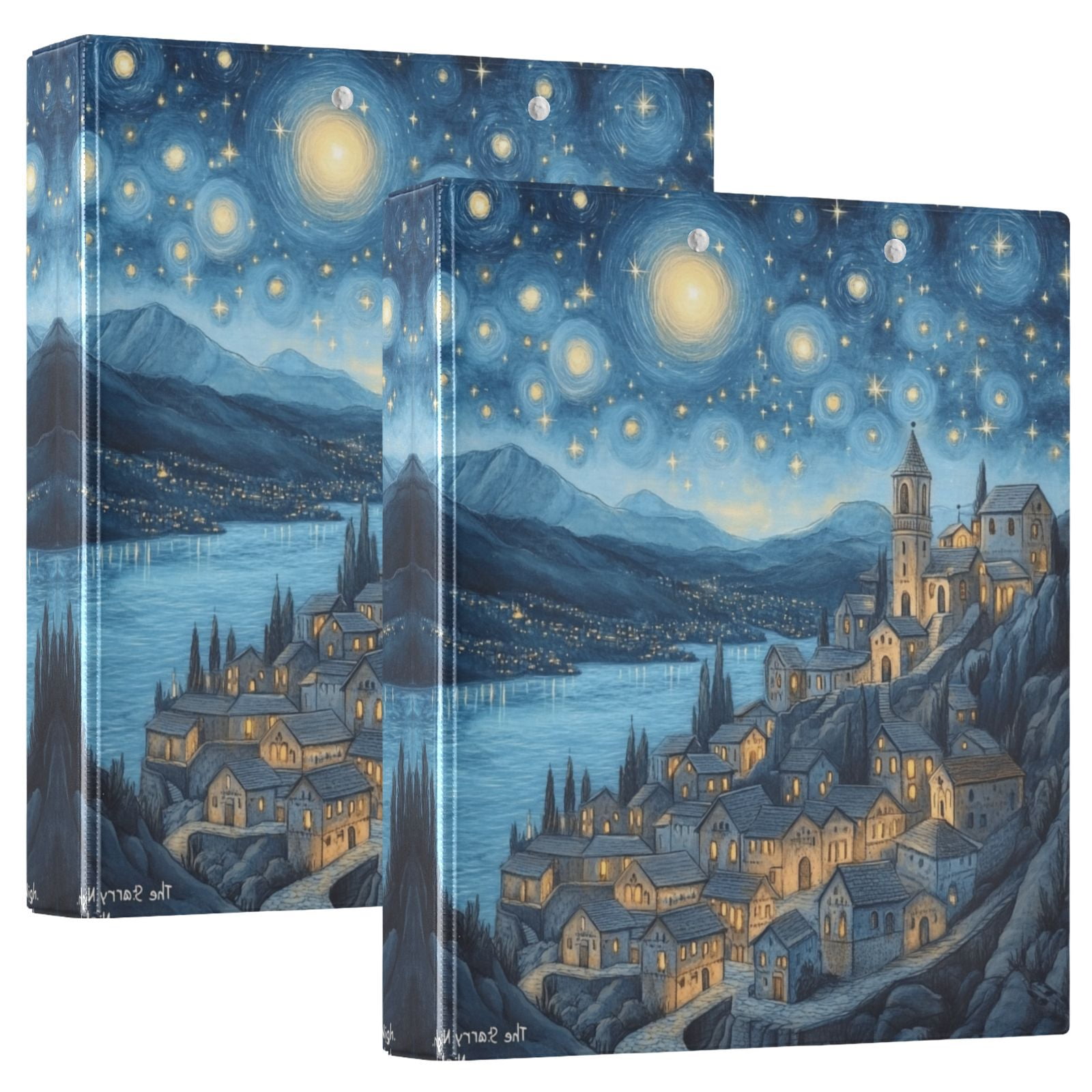 Iauyy PVC Round Ring Binders, 200 Page Capacity, 2 Pack，Starry Sky Map ...