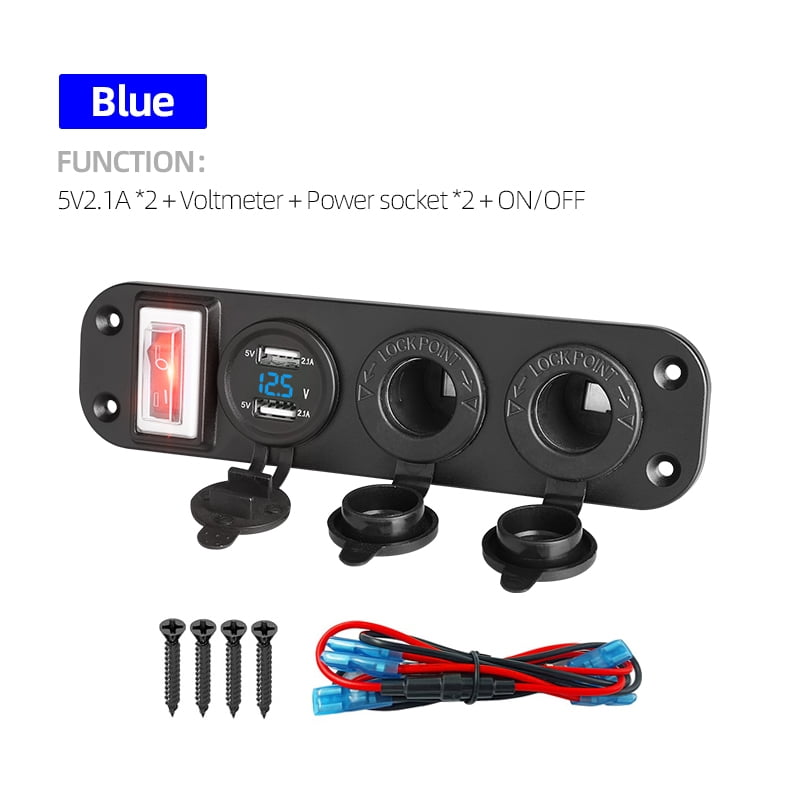 Waterproof Panel Dual USB Socket Car Charger 4.2A LED Voltmeter Power ...