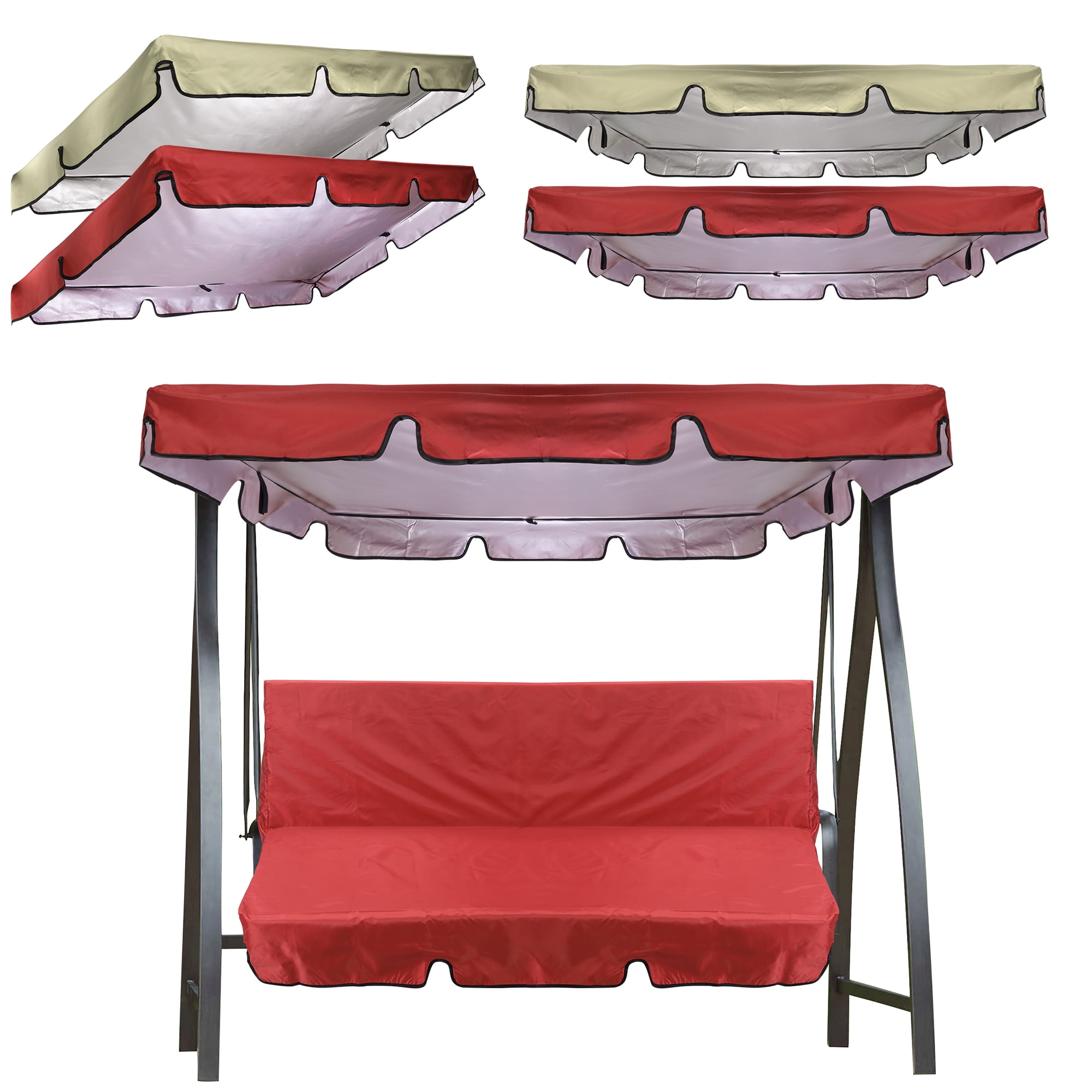 Waterproof Patio Swing Canopy Cover Set, Windproof Waterproof Anti-UV ...