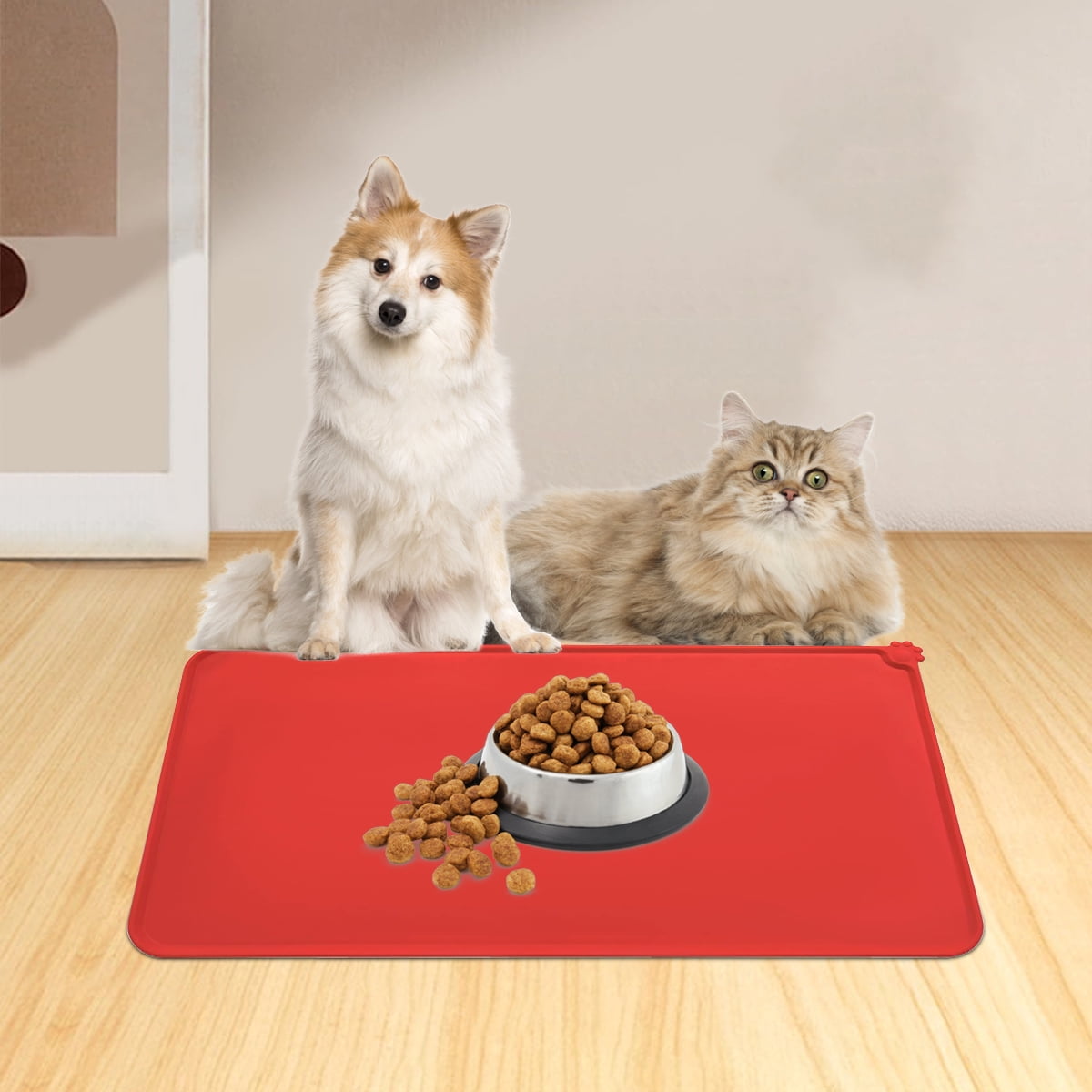 Waterproof Pet Feeding Mat, Dog Food Mat with High Lips, Silicone Dog ...
