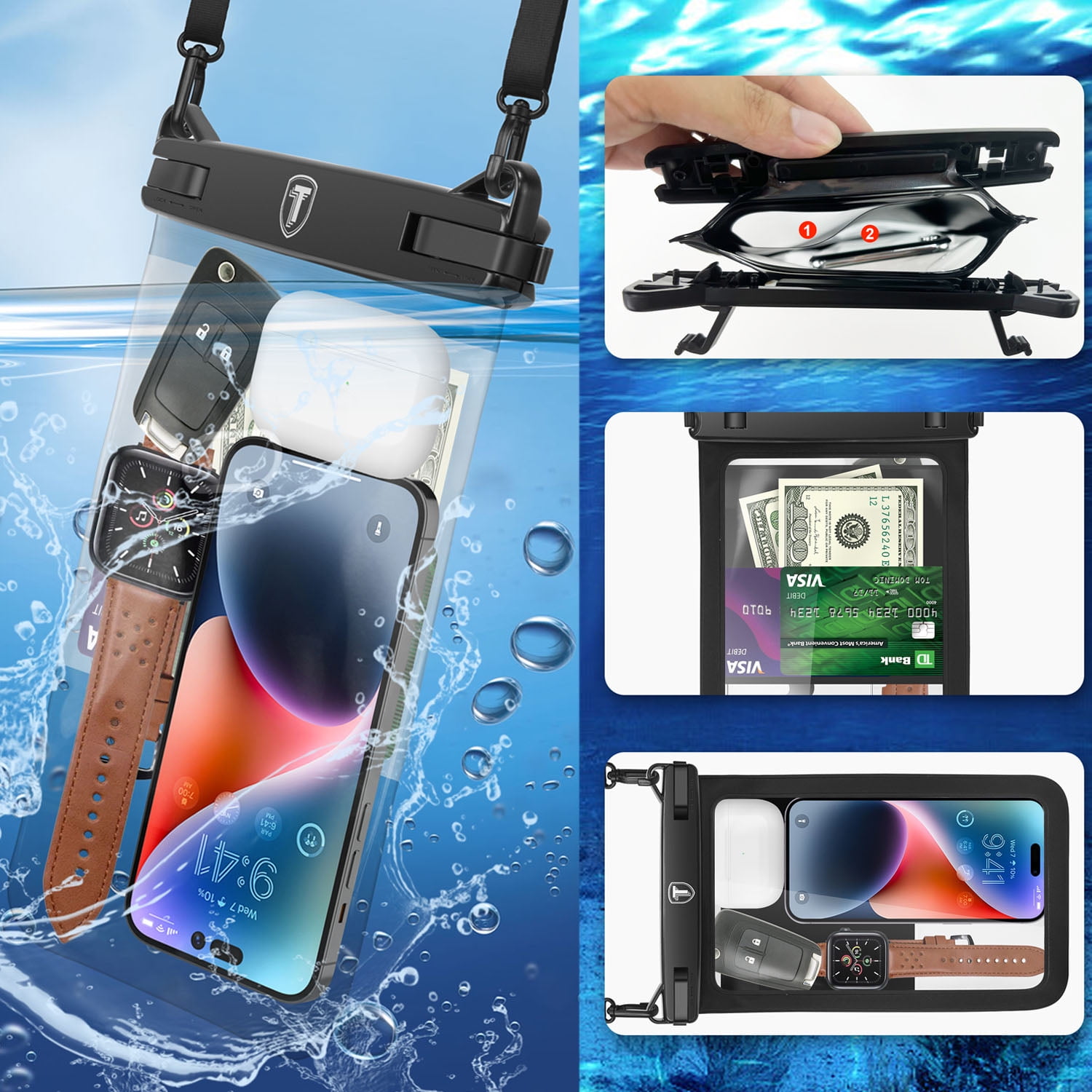 Waterproof Phone Pouch, Takfox Universal IPX8 Underwater Waterproof ...