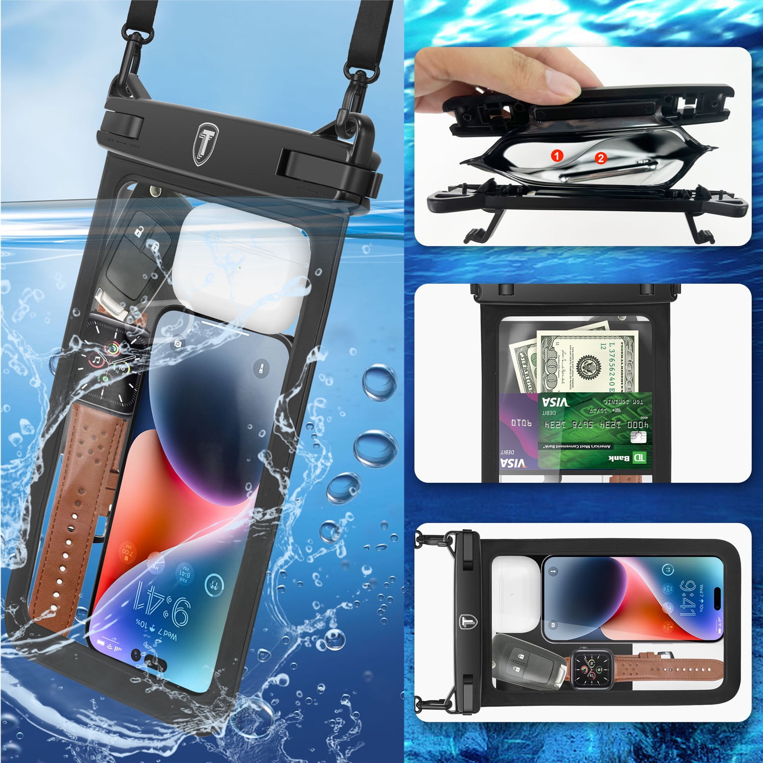 Waterproof Phone Pouch, Takfox Universal IPX8 Underwater Waterproof ...