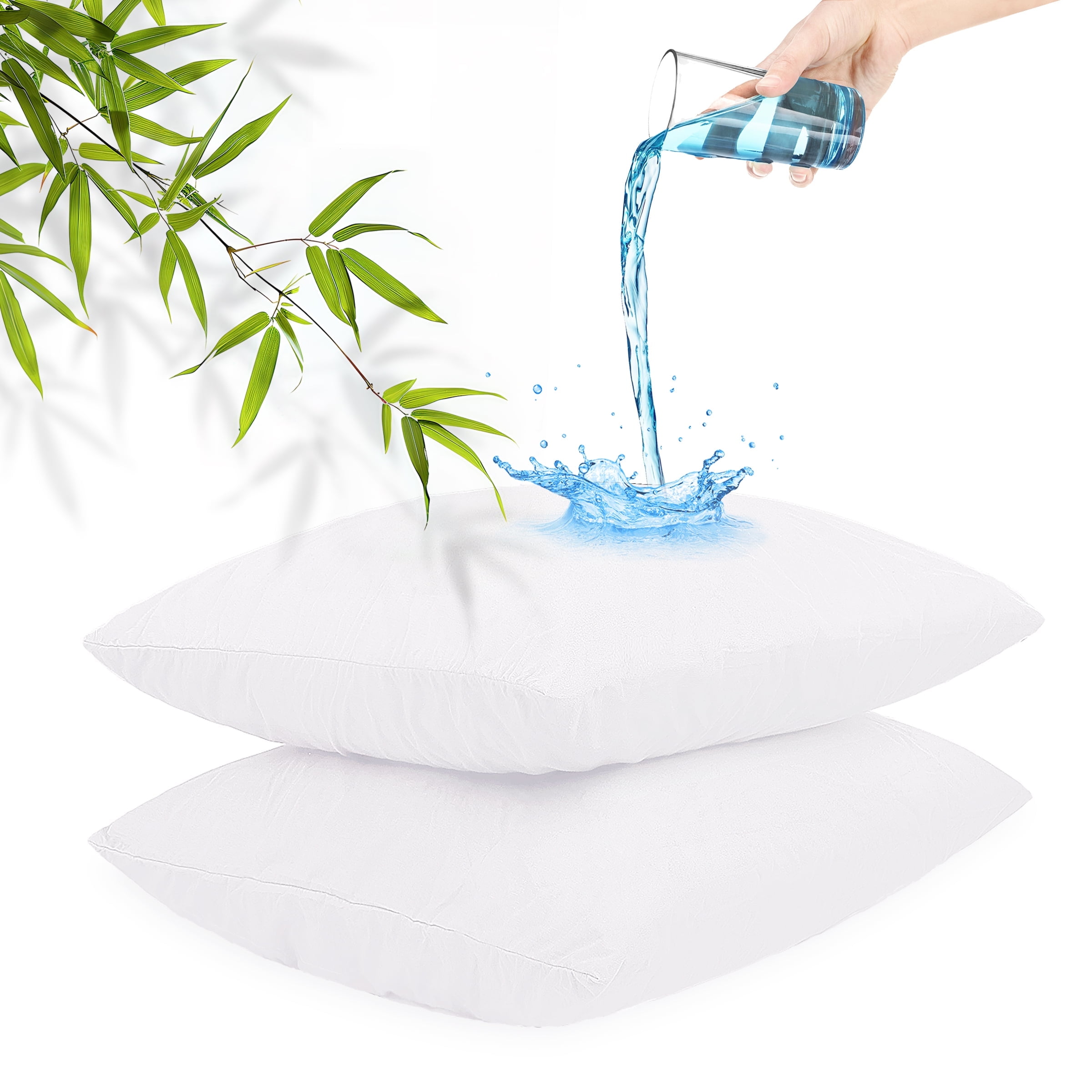 Waterproof Pillow Protectors with Zipper Queen Size,Bamboo Zippered ...