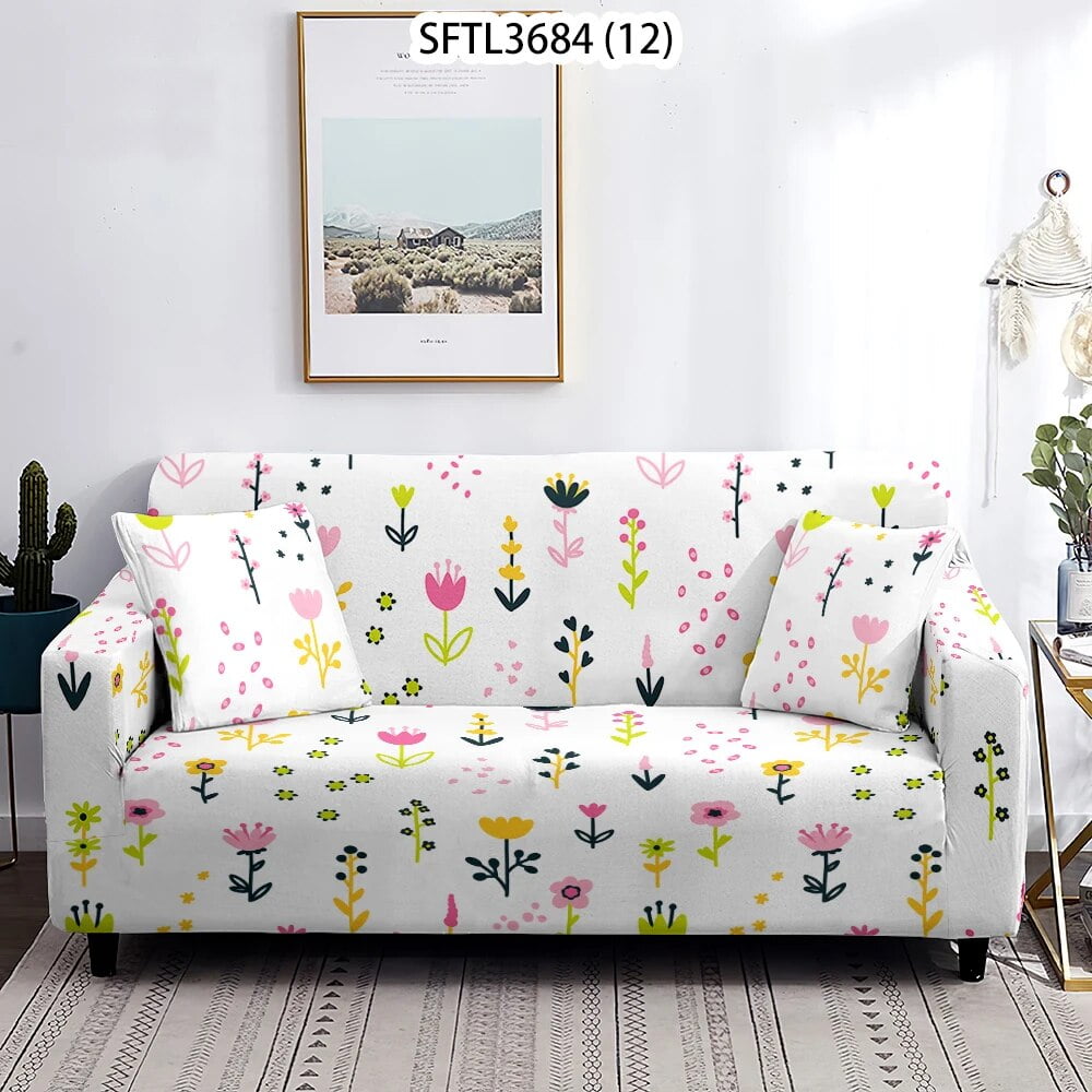 Waterproof Plant Print 1/2/3/4 Seat Cushion Sofa Seat Cover Dustproof ...