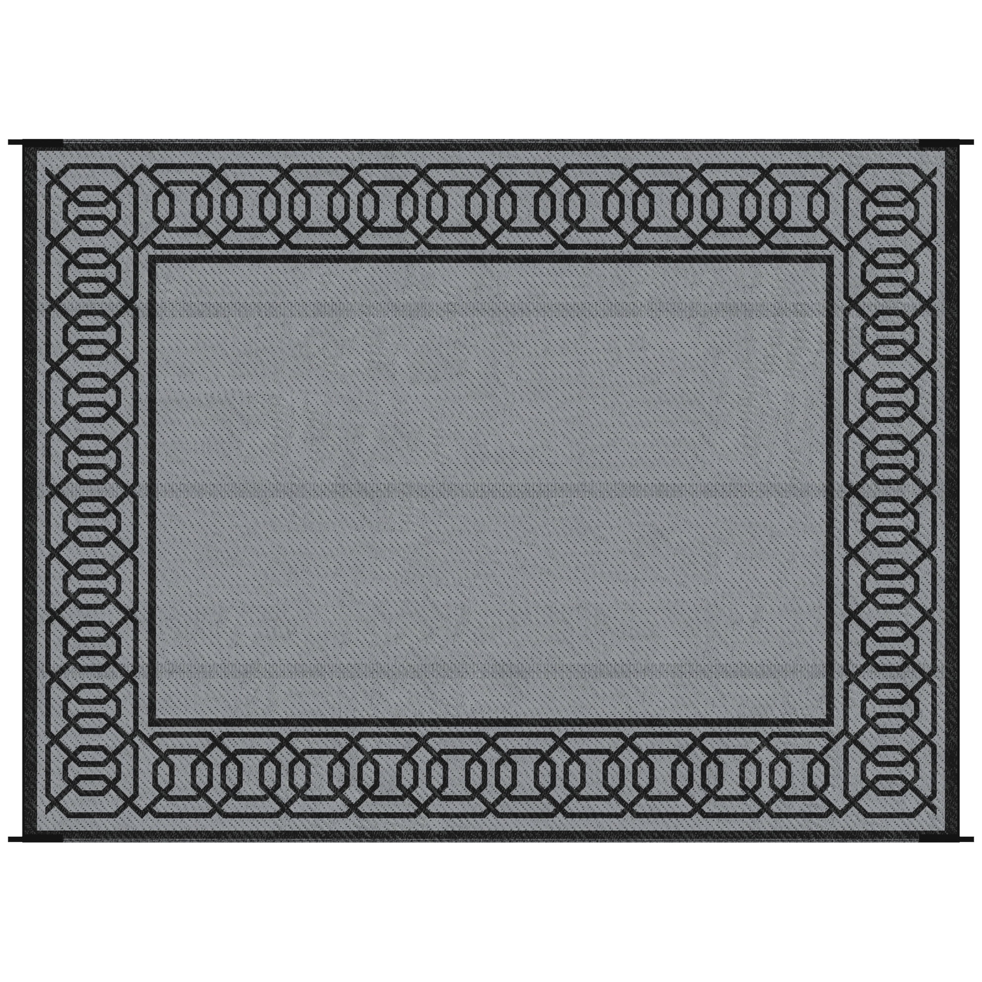 Waterproof Plastic Outdoor Mat, 9' X 12', Reversible, Black & Gray ...