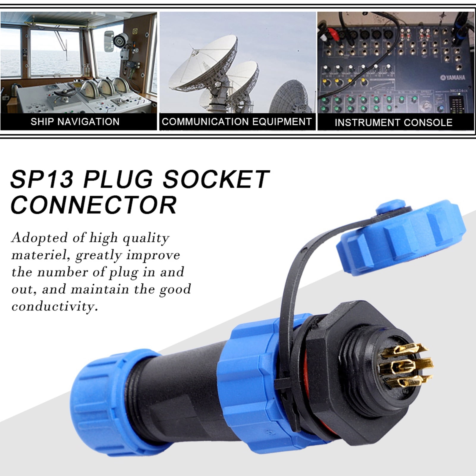 Waterproof Plug,Plug Socket,IP68 SP13 2Pin/3Pin/4Pin/5Pin/6Pin/7Pin ...