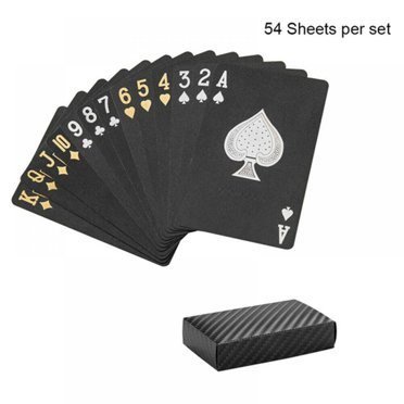 Anself 54Pcs Fine-quality Plastic PVC Poker Waterproof Black Playing ...