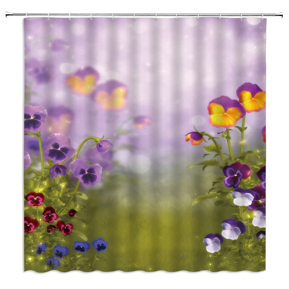 Waterproof Polyester fabric 3D Bath curtain Fresh flowers for Bathroom ...