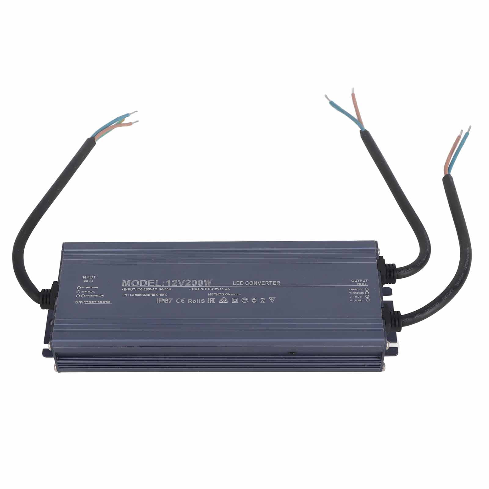 Waterproof Power Supply, 200W AC170-265V to 12V 166A, Pulse Width ...