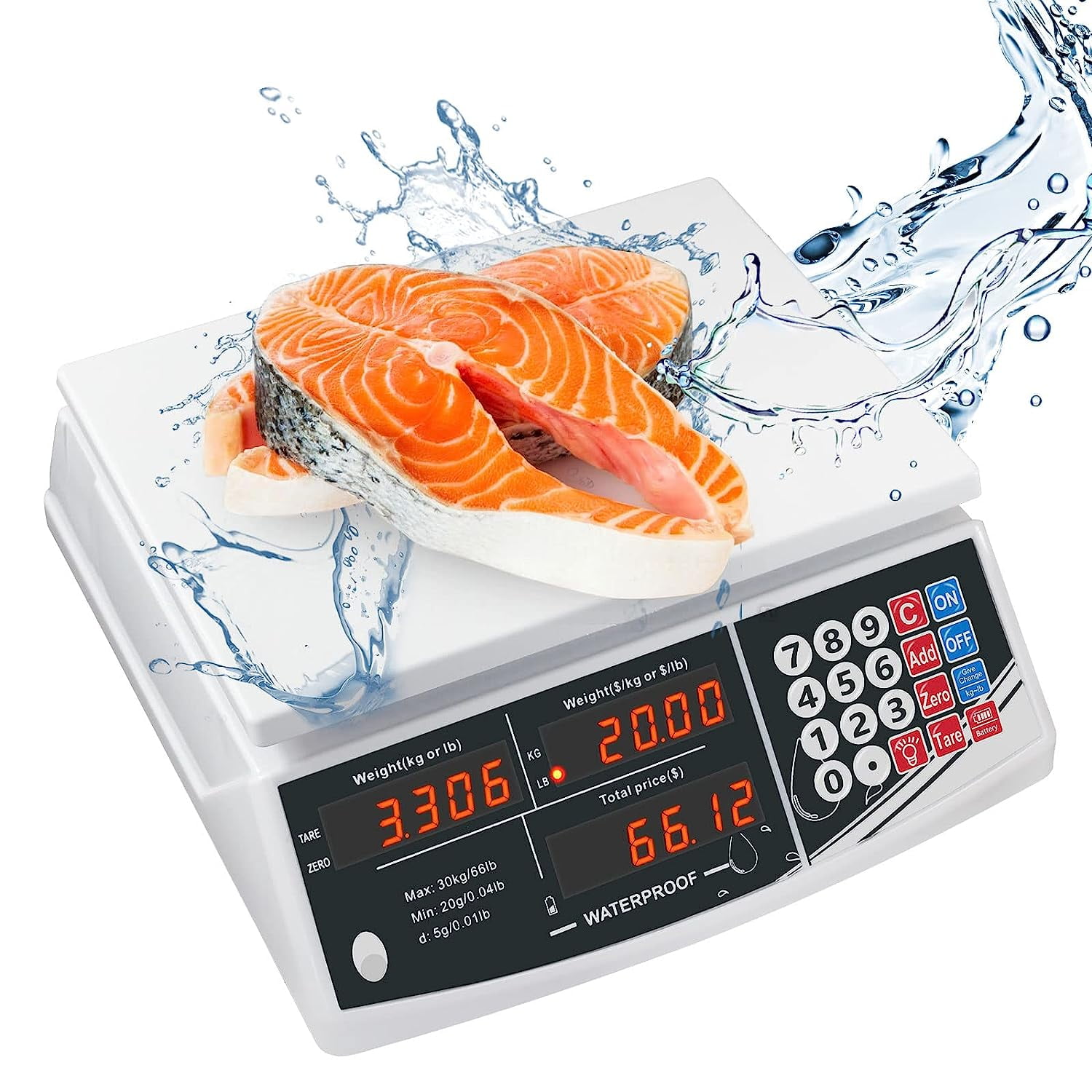 Waterproof Price Computing Scale IP68, 66lb Digital Commercial Food ...