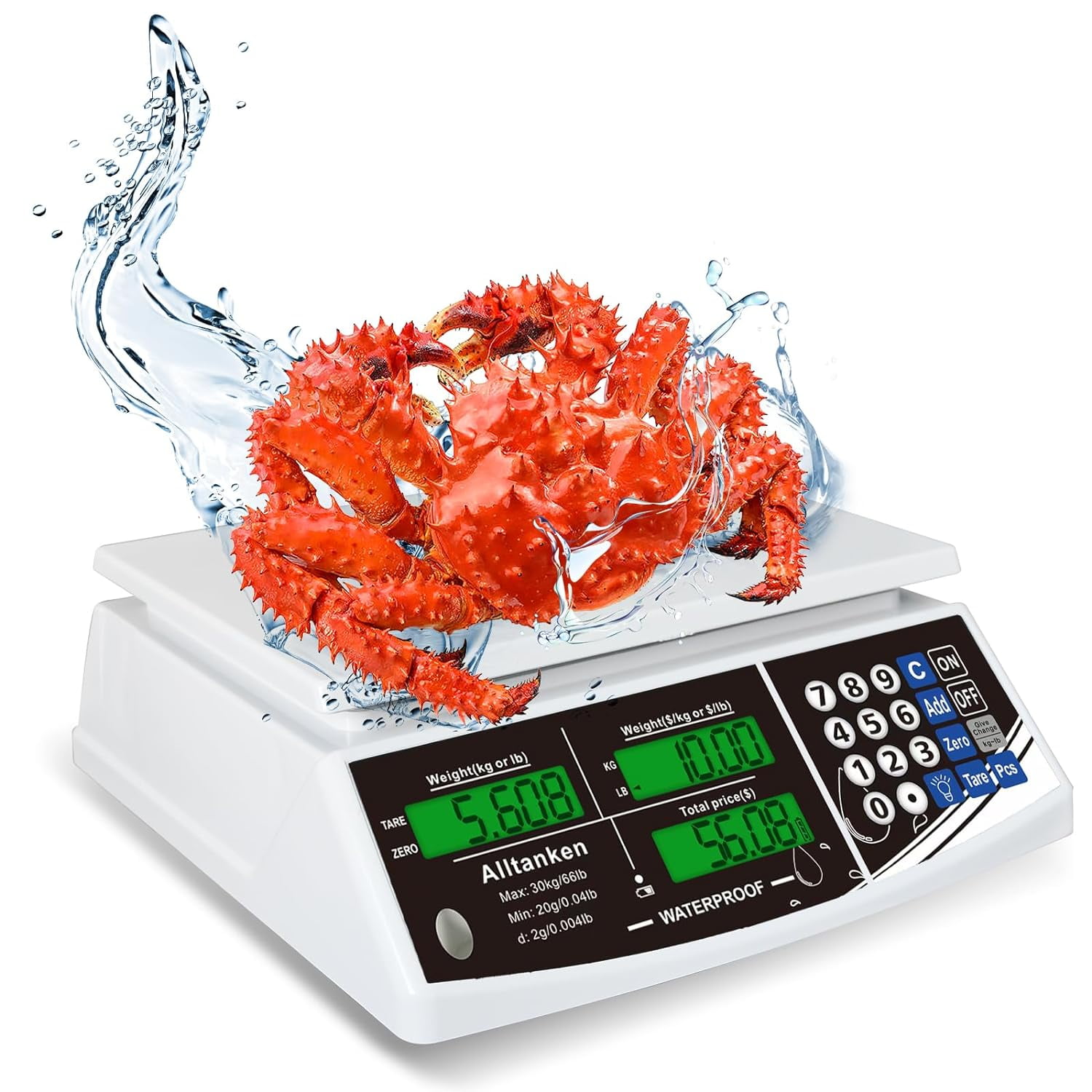 Waterproof Price Computing Scale IP68, 66lb Digital Commercial Food ...