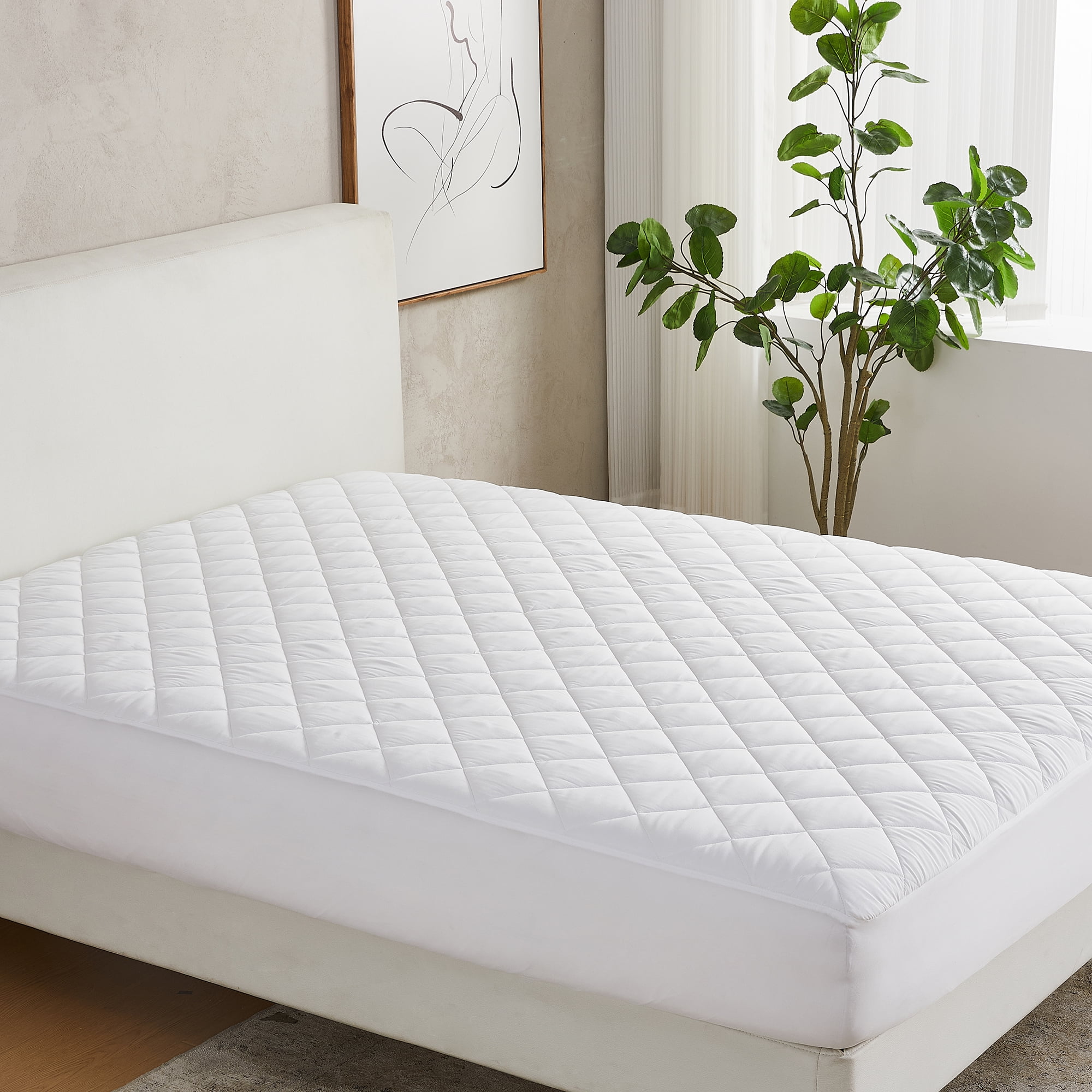 Waterproof Quilted Down Alternative Fitted Twin Size Mattress Pad, White - Walmart.com