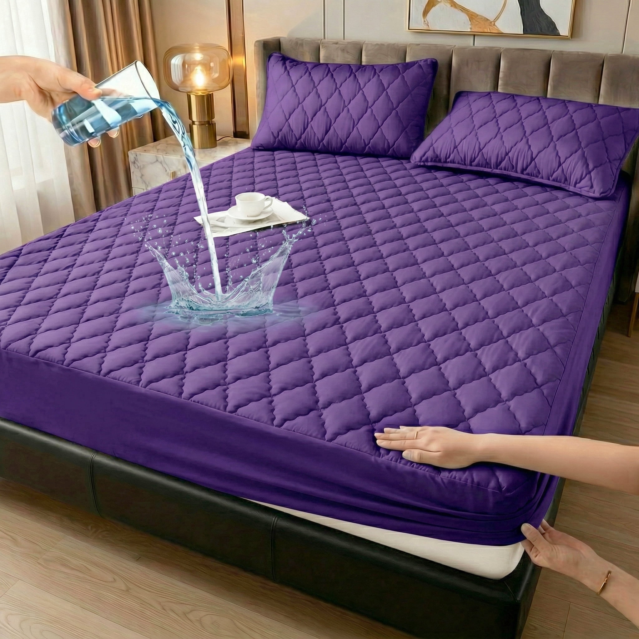 Waterproof Quilted Mattress Protector, Ultra-Soft Fitted Mattress Pad ...